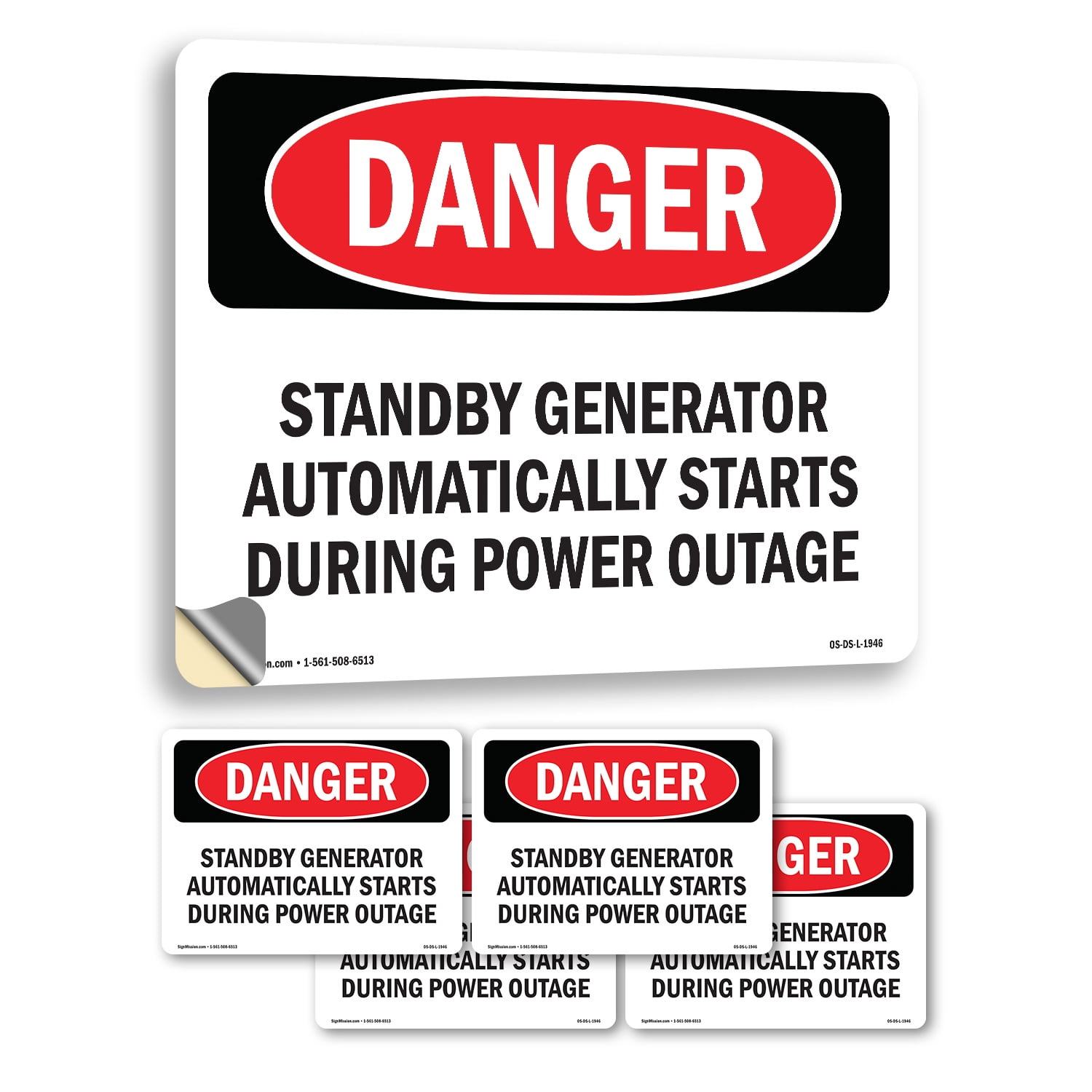 Standby Generator Automatically Starts During OSHA Danger Vinyl Decal ...