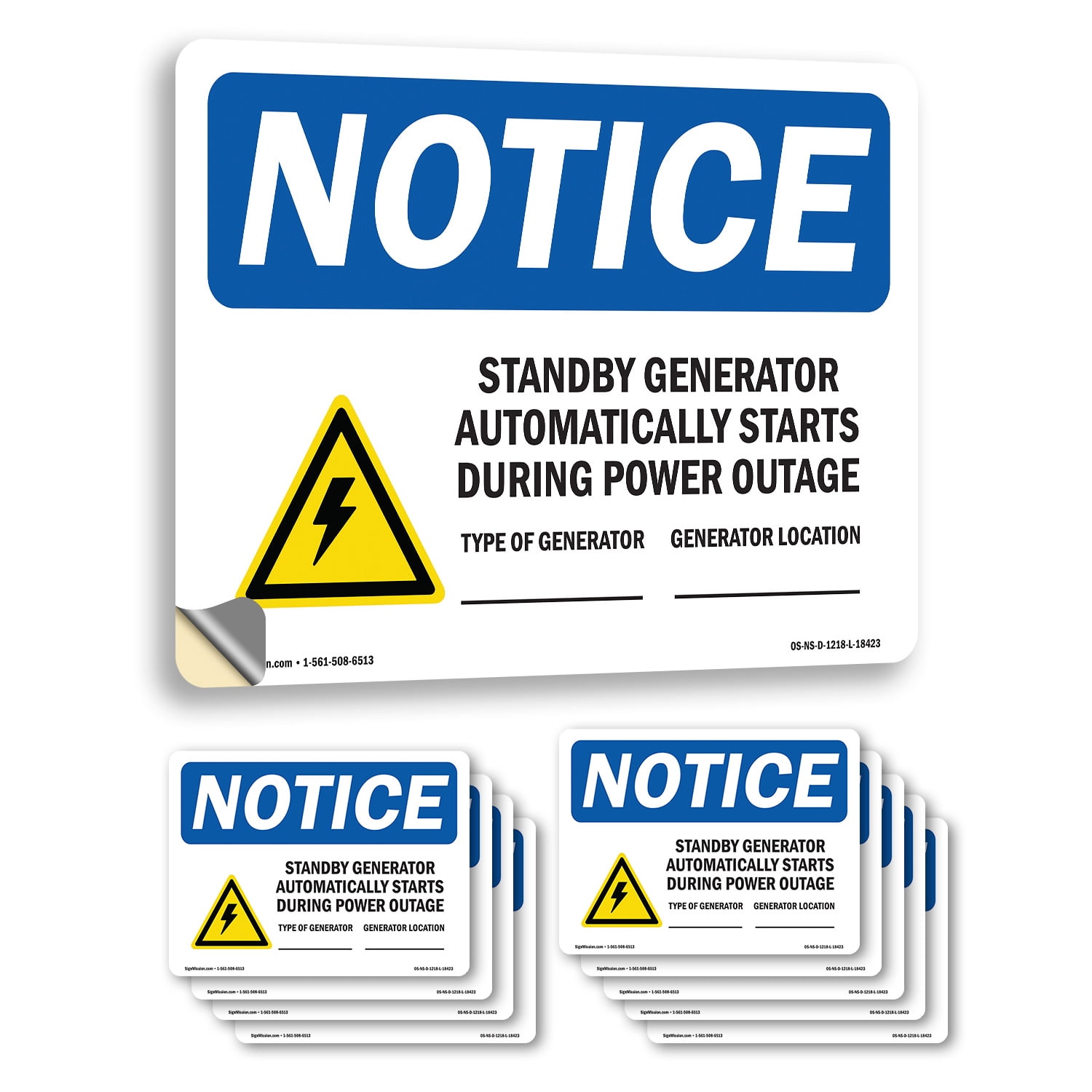 Standby Generator Automatically With Symbol OSHA Notice Vinyl Decal ...
