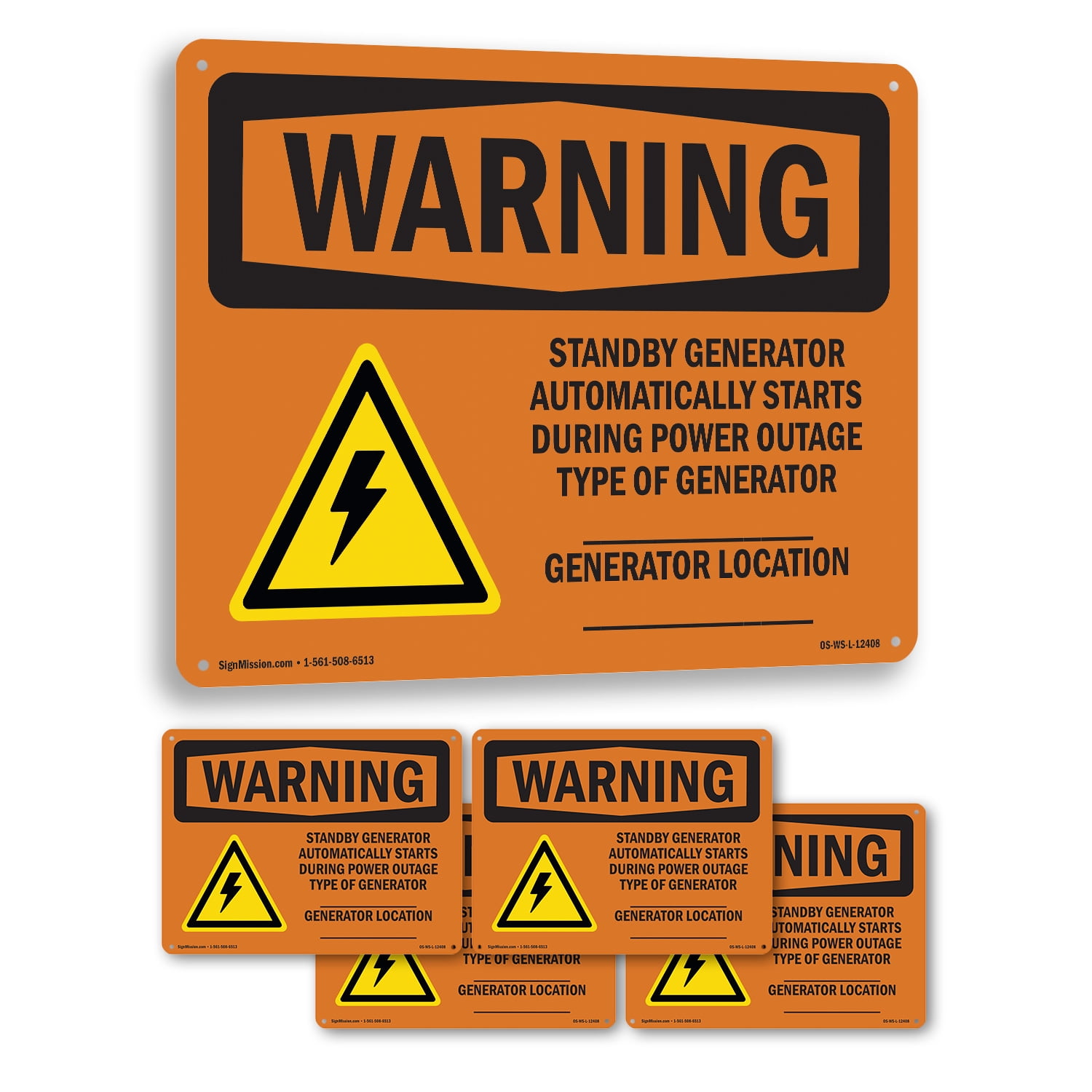 Standby Generator Automatically With Symbol OSHA WARNING Aluminum Sign ...