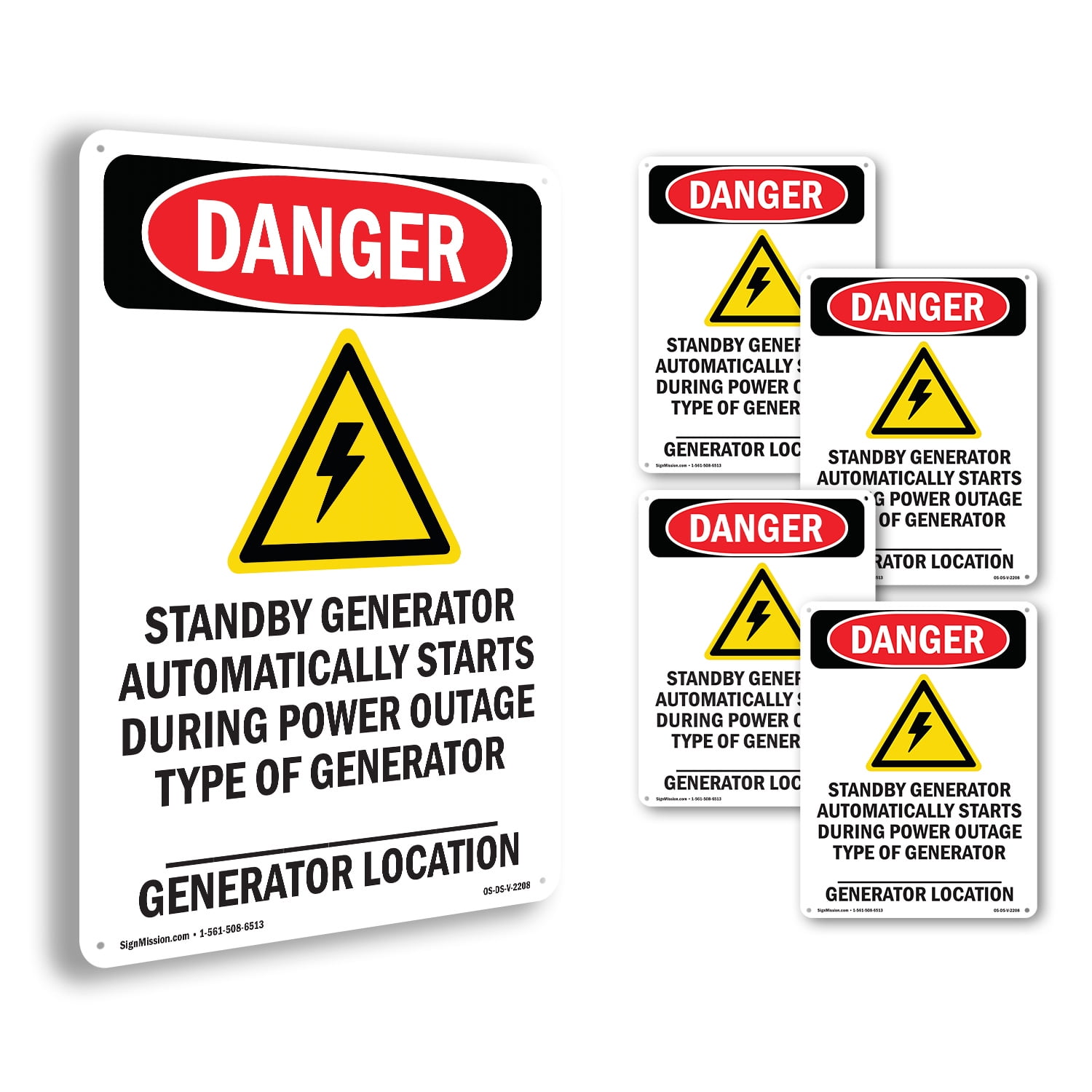 Standby Generator OSHA Danger Rigid Plastic Sign 24 Inch x 18 Inch - 5 ...