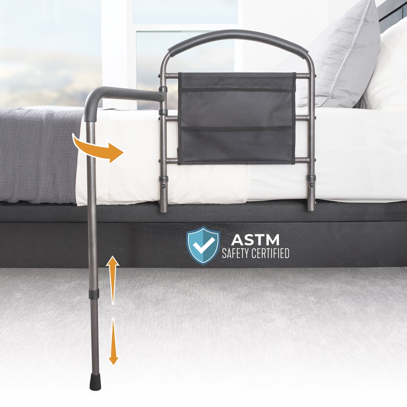 Stander Mobility Rail, Bedside Railing and Assist Bar with Swing-Out ...