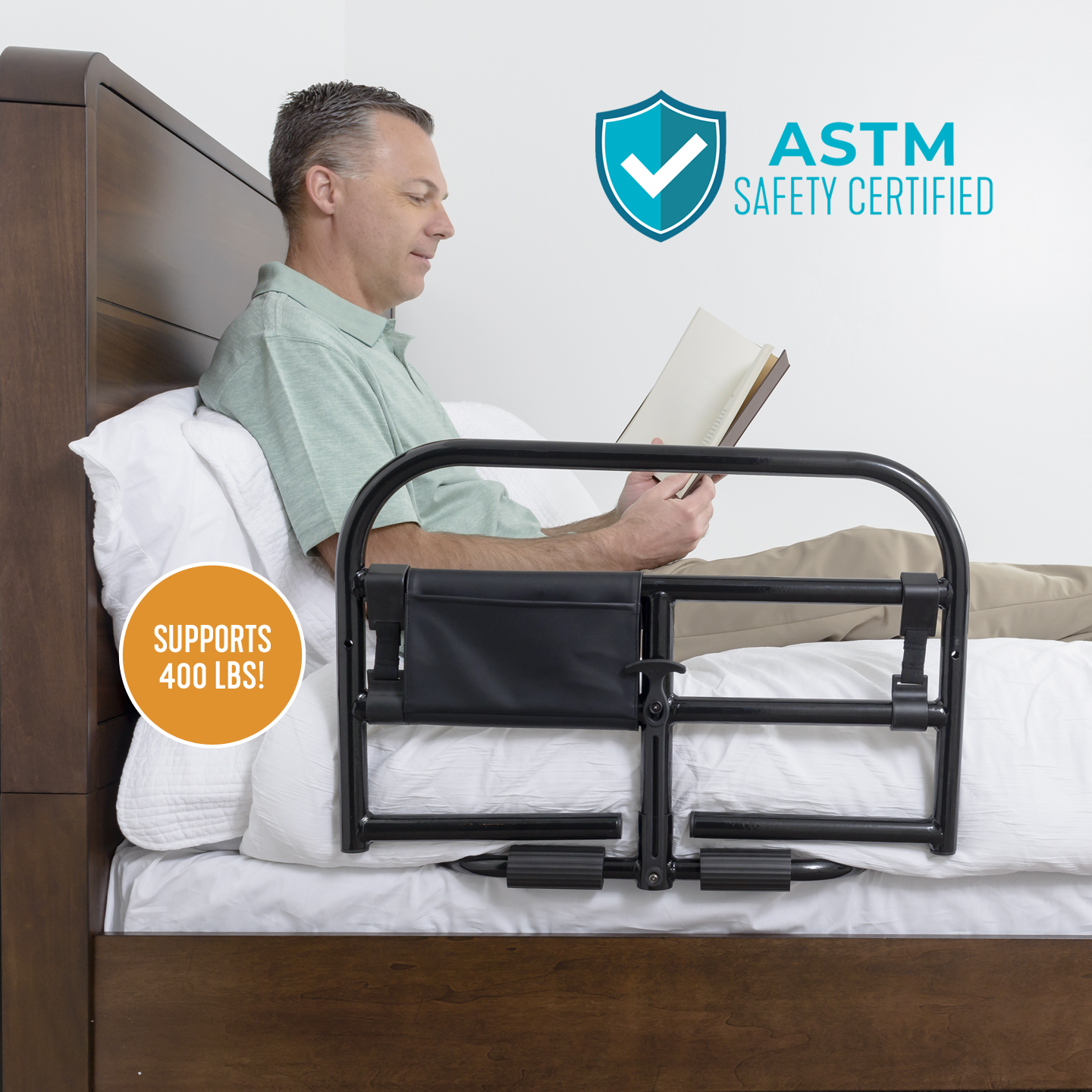 Stander Prime Safety Bed Rail, Bariatric Handle for Adults, Seniors ...