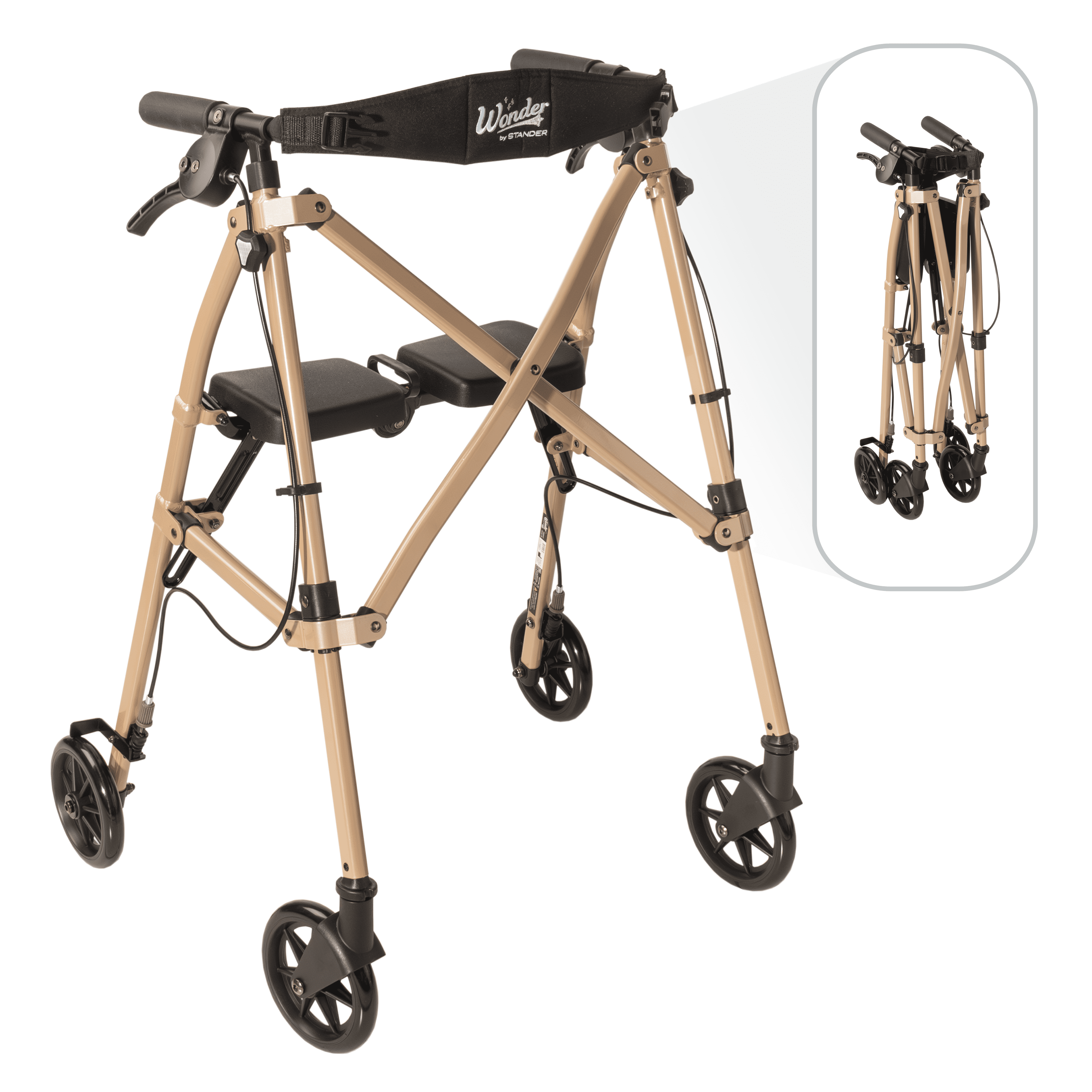 Stander Space Saver Rollator, Lightweight Folding Walker for Seniors ...