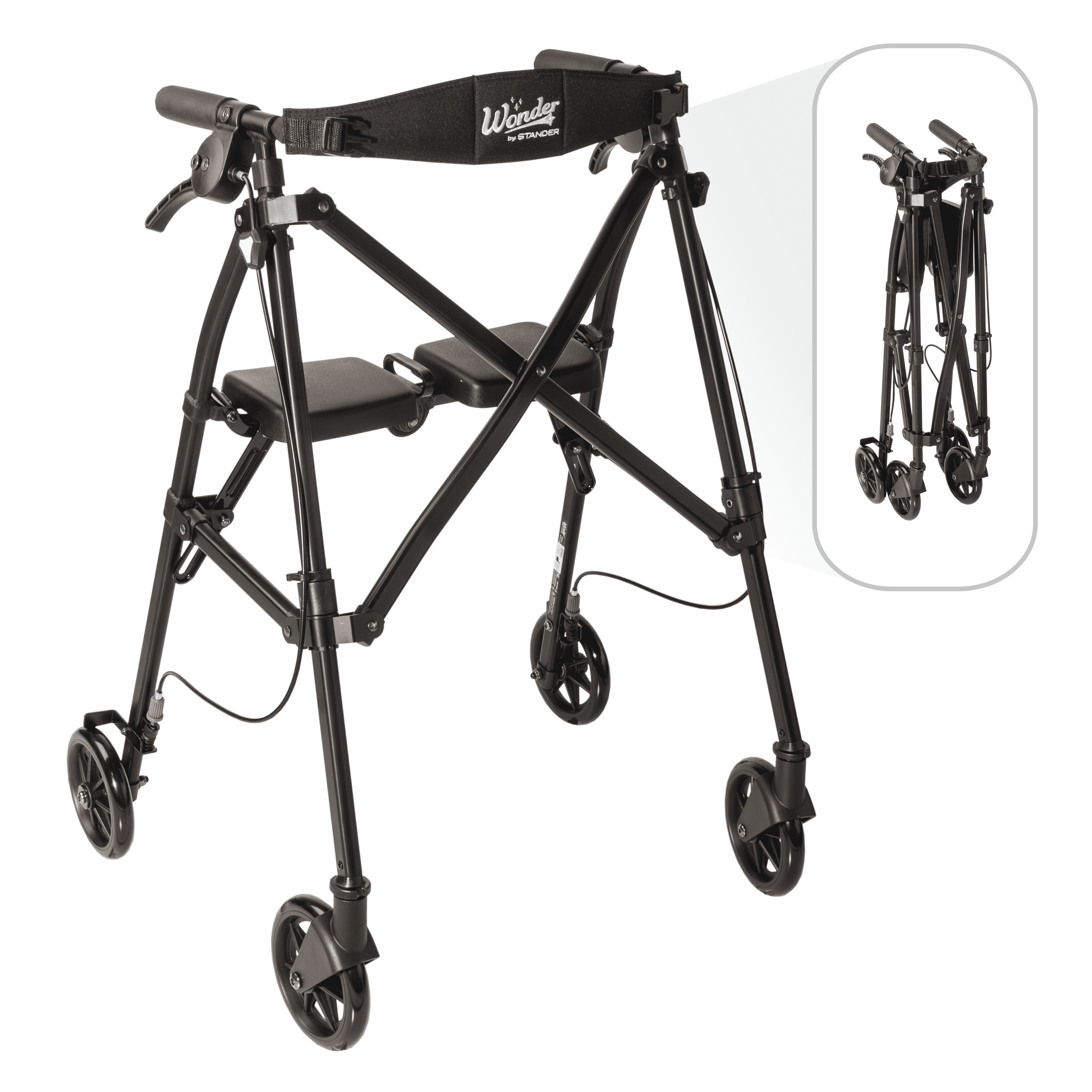 Stander Space Saver Rollator, Lightweight Folding Walker for Seniors ...