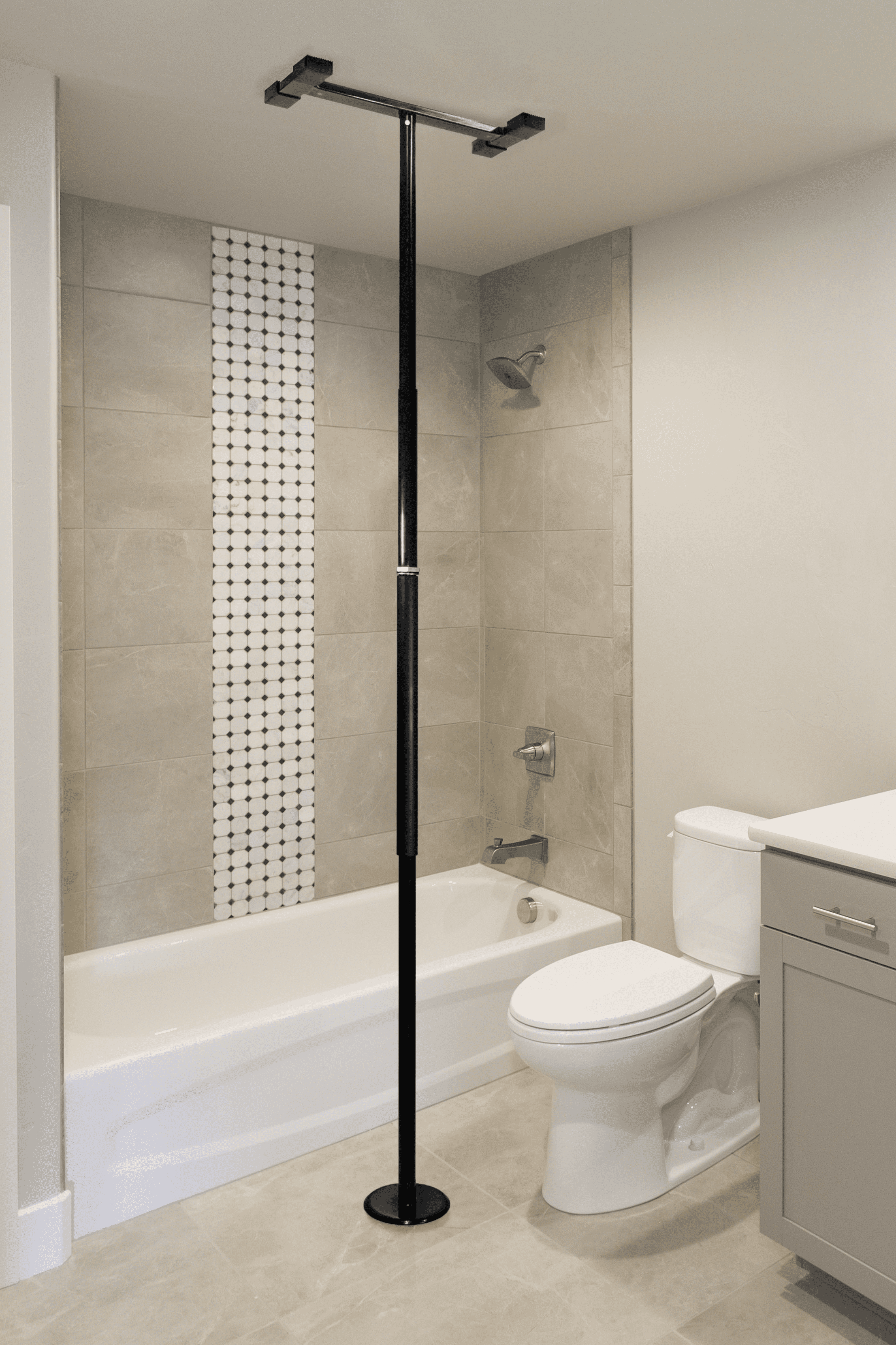 Bathroom Pole For Handicapped People 304 Stainless Steel Non Slip