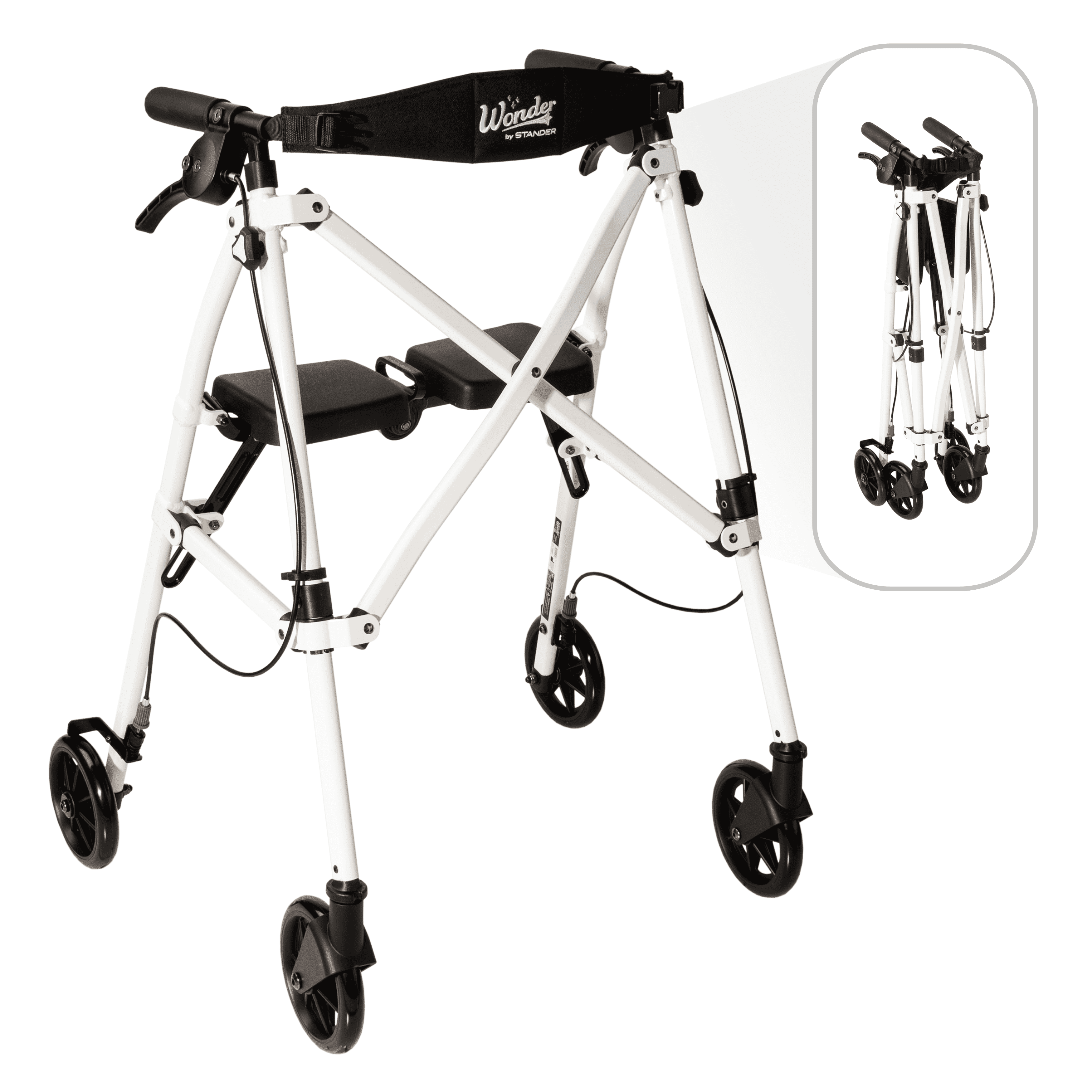 Stander Wonder Rollator, Lightweight Folding Walker for Seniors, Space ...