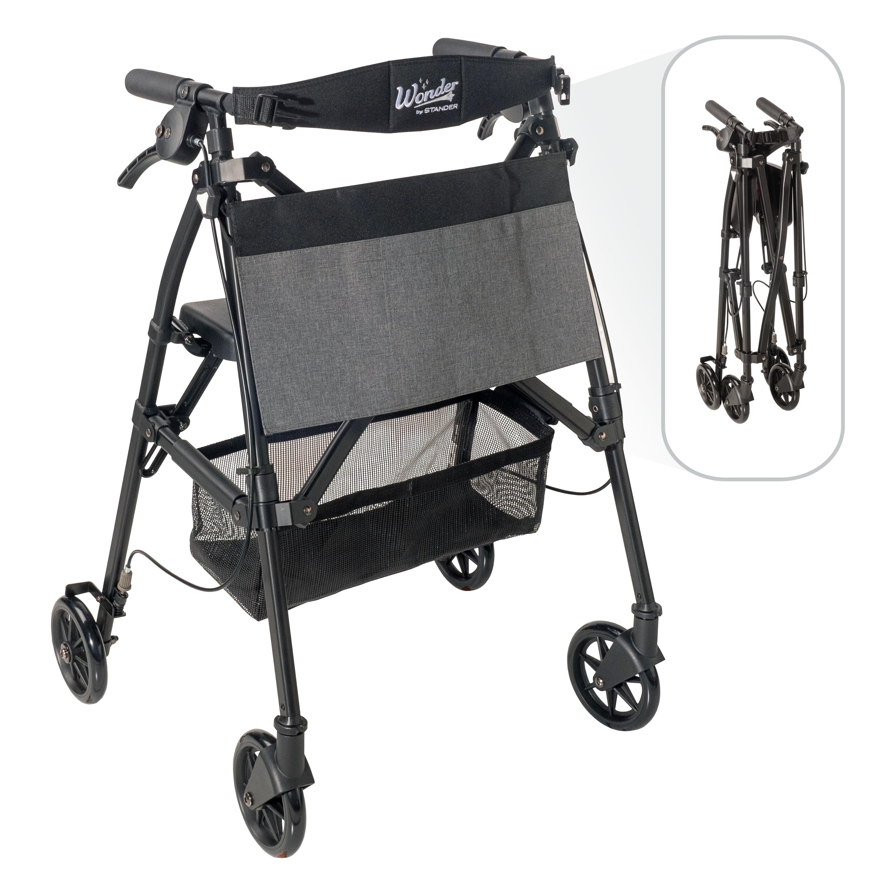 Stander Wonder Rollator Plus, Lightweight Folding Walker for Seniors ...