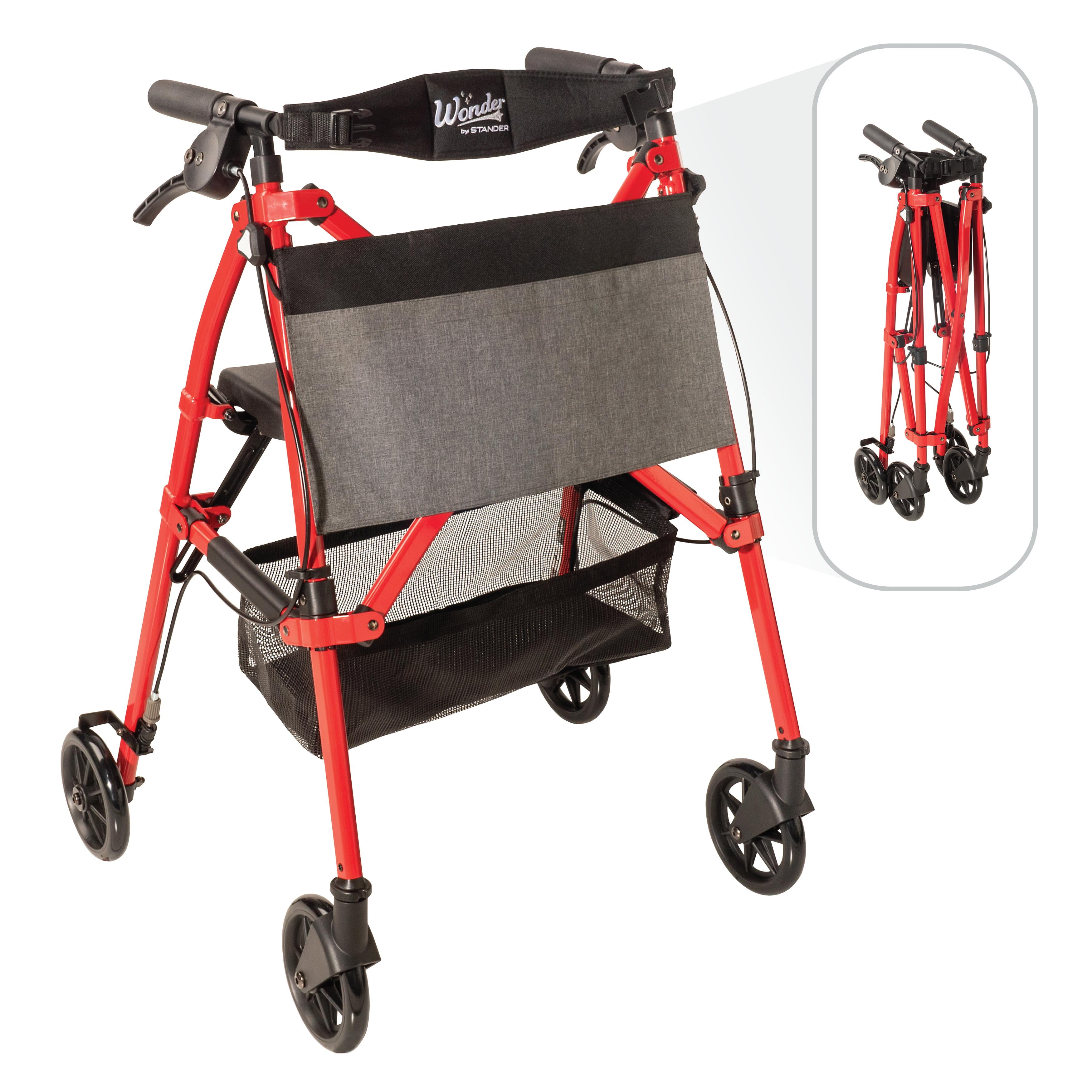 Stander Wonder Rollator Plus, Lightweight Folding Walker for Seniors ...
