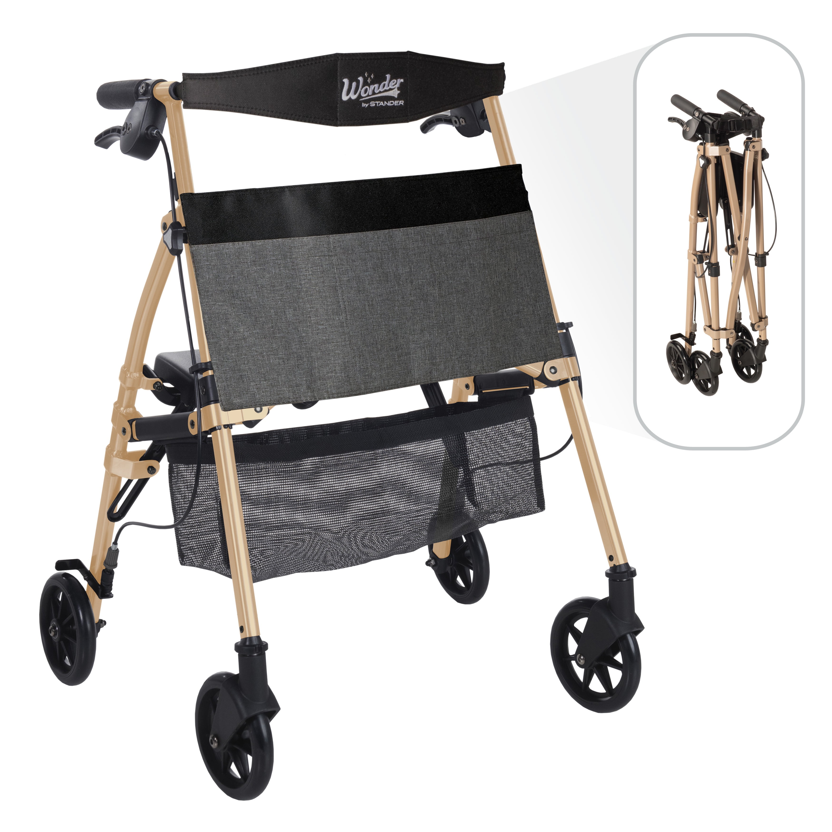 Stander Wonder Rollator Plus Short, Lightweight Junior Folding Walker ...