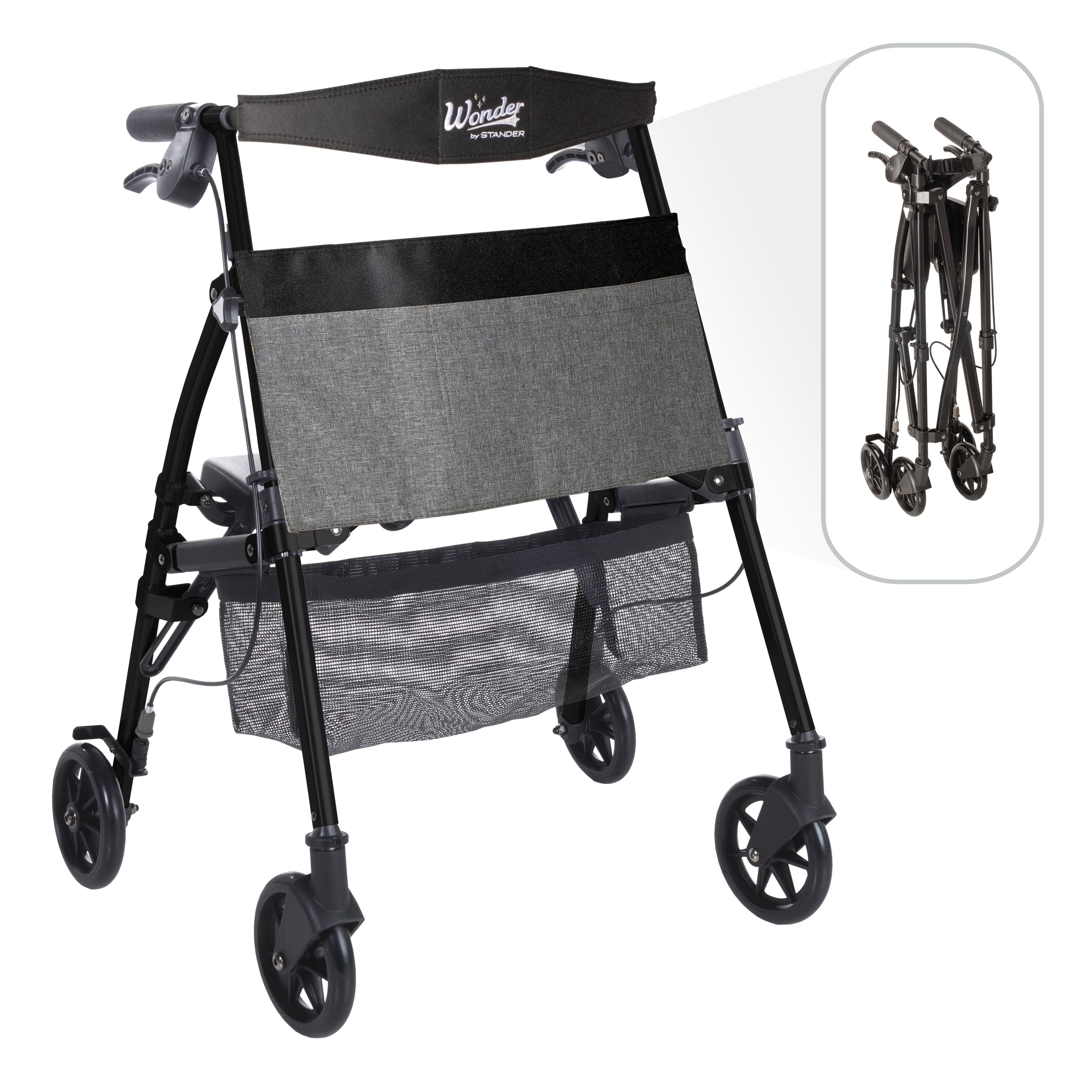 Stander Wonder Rollator Plus Short, Lightweight Junior Folding Walker ...