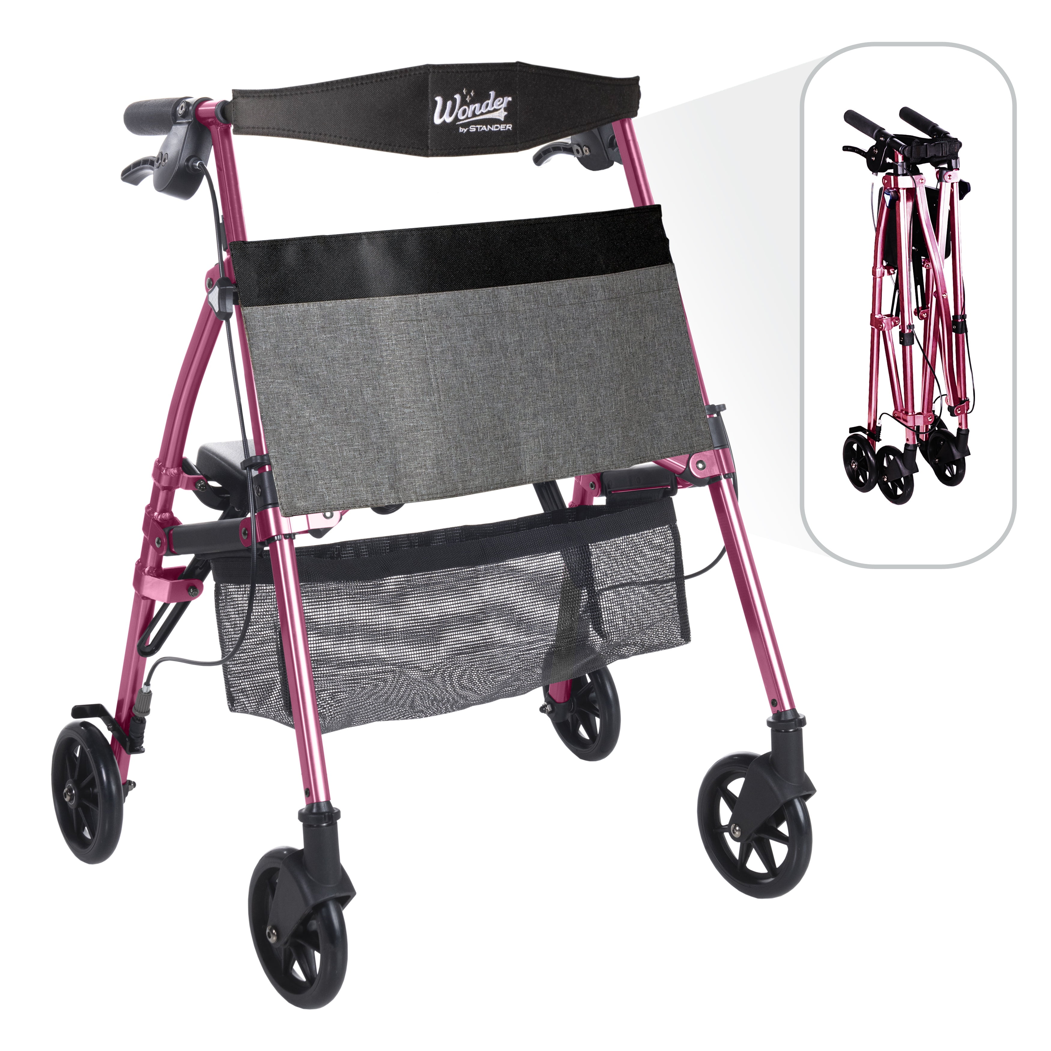 Stander EZ Fold-N-Go Rollator, Foldable Travel Walker for Elderly ...