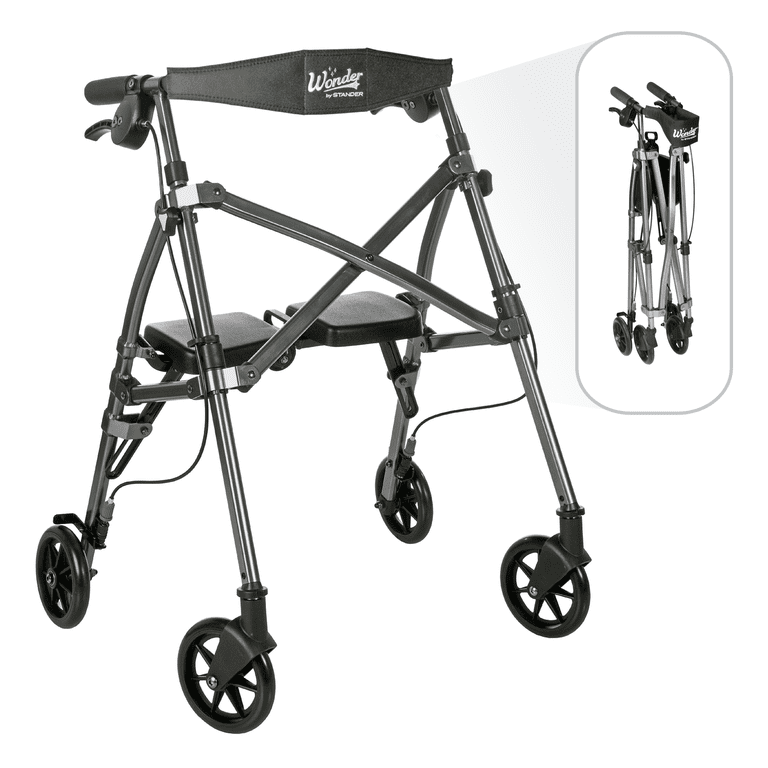Compact Walker For Elderly S HOMCOM Folding Rollator Walker W/ Seat