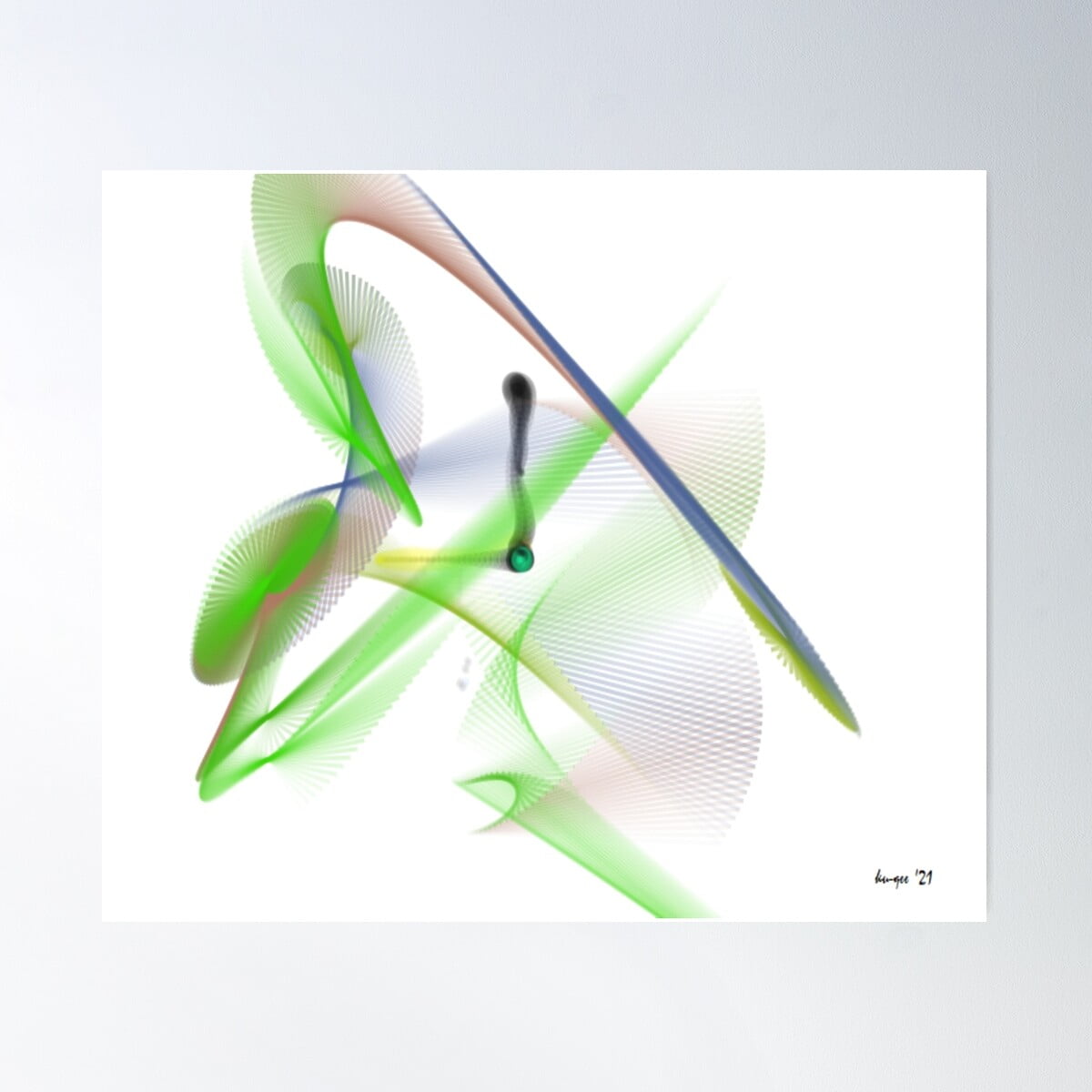 Standing Alone Abstract Art Design Wavy Line Art Full Of Color On White ...