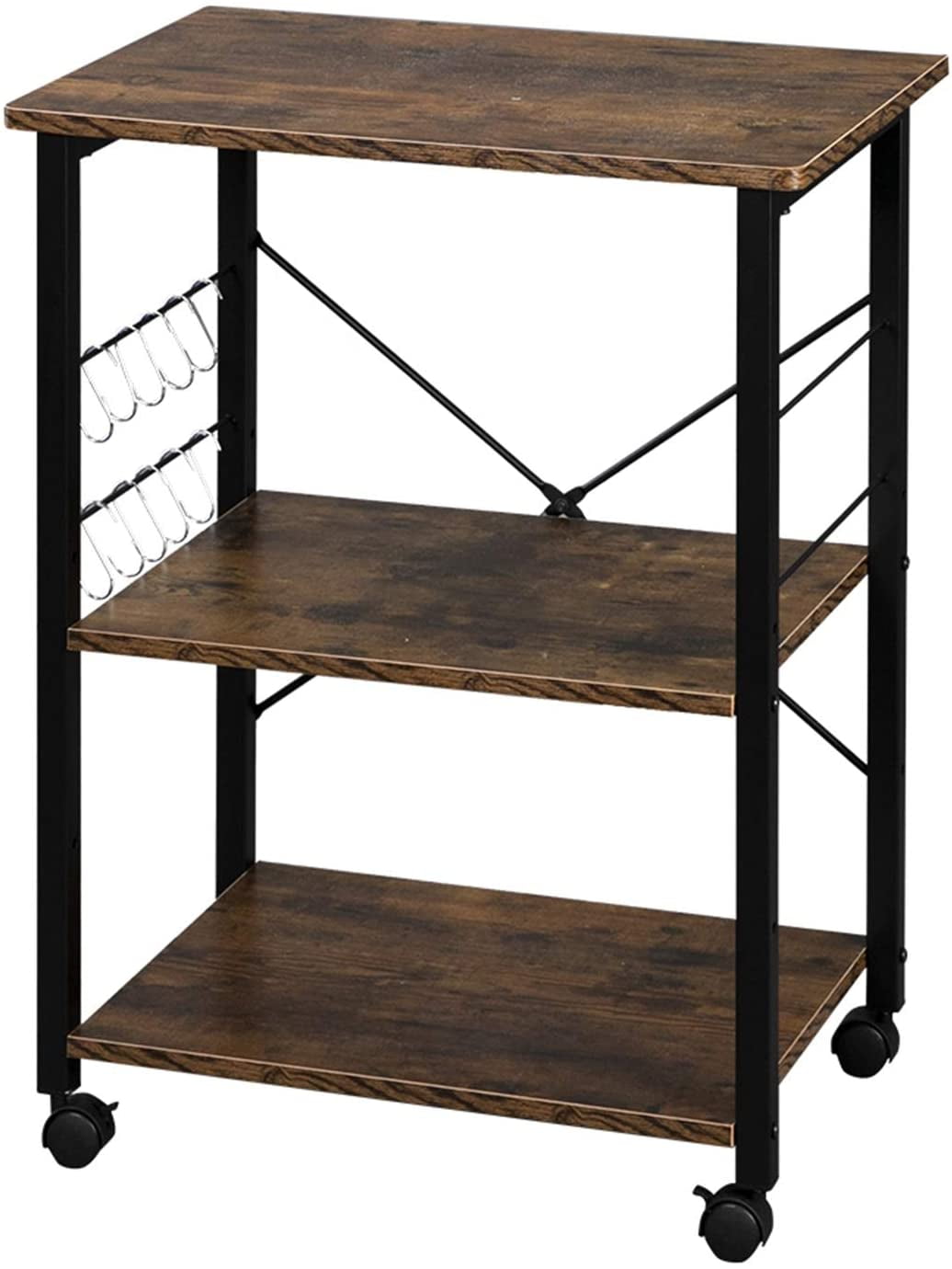Standing Baker's Racks,Movable 3-Tier Microwave Cart on Wheels ...