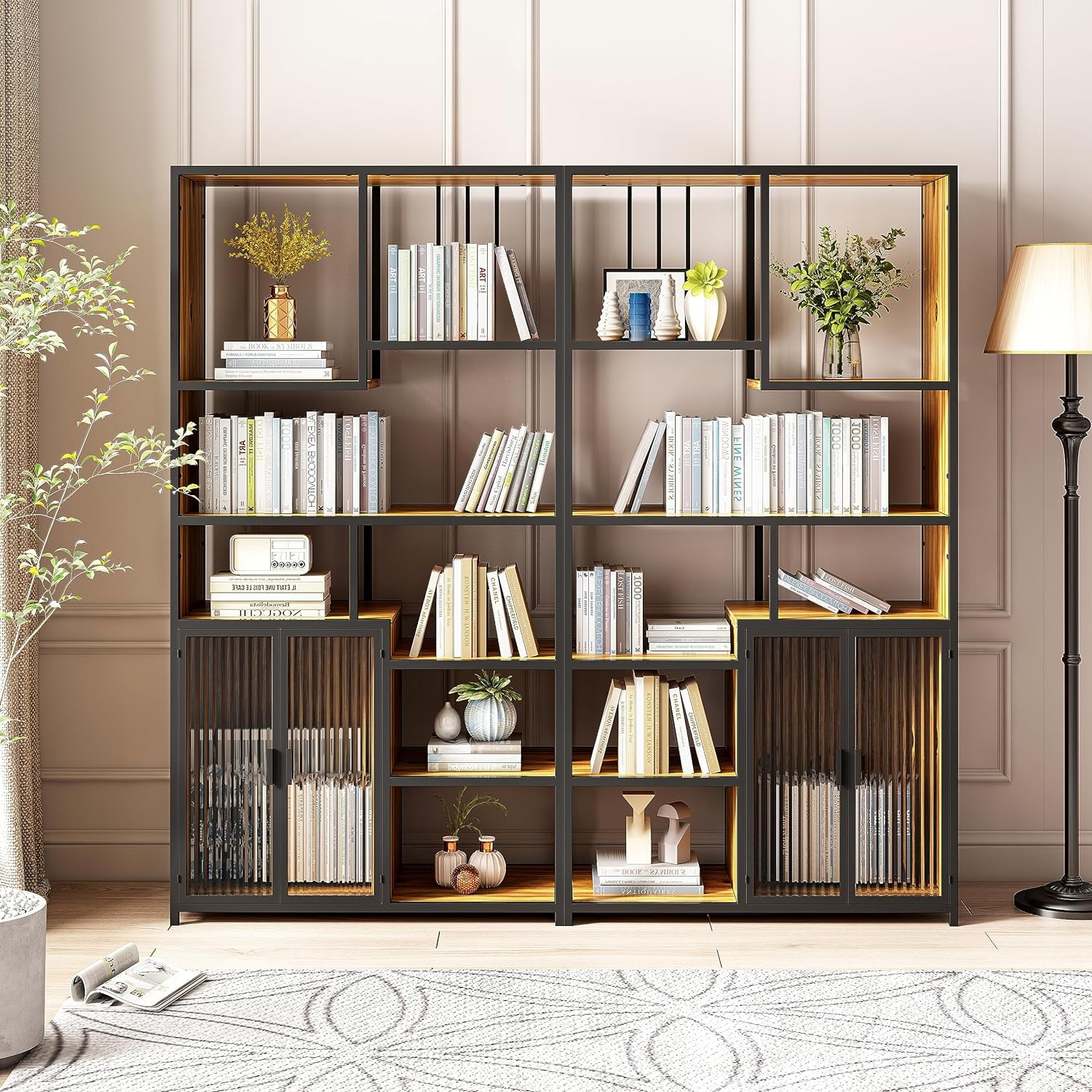 Standing Book Storage Case Shelf Display Rack, Left Side with Enclosed ...