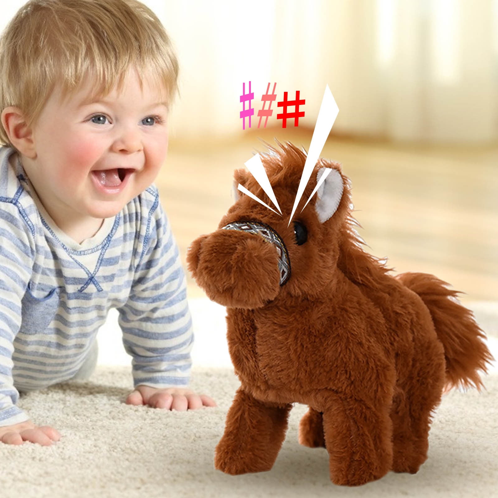 Standing Chestnut Horse Stuffed Animal Plushie, Realistic Detailing ...