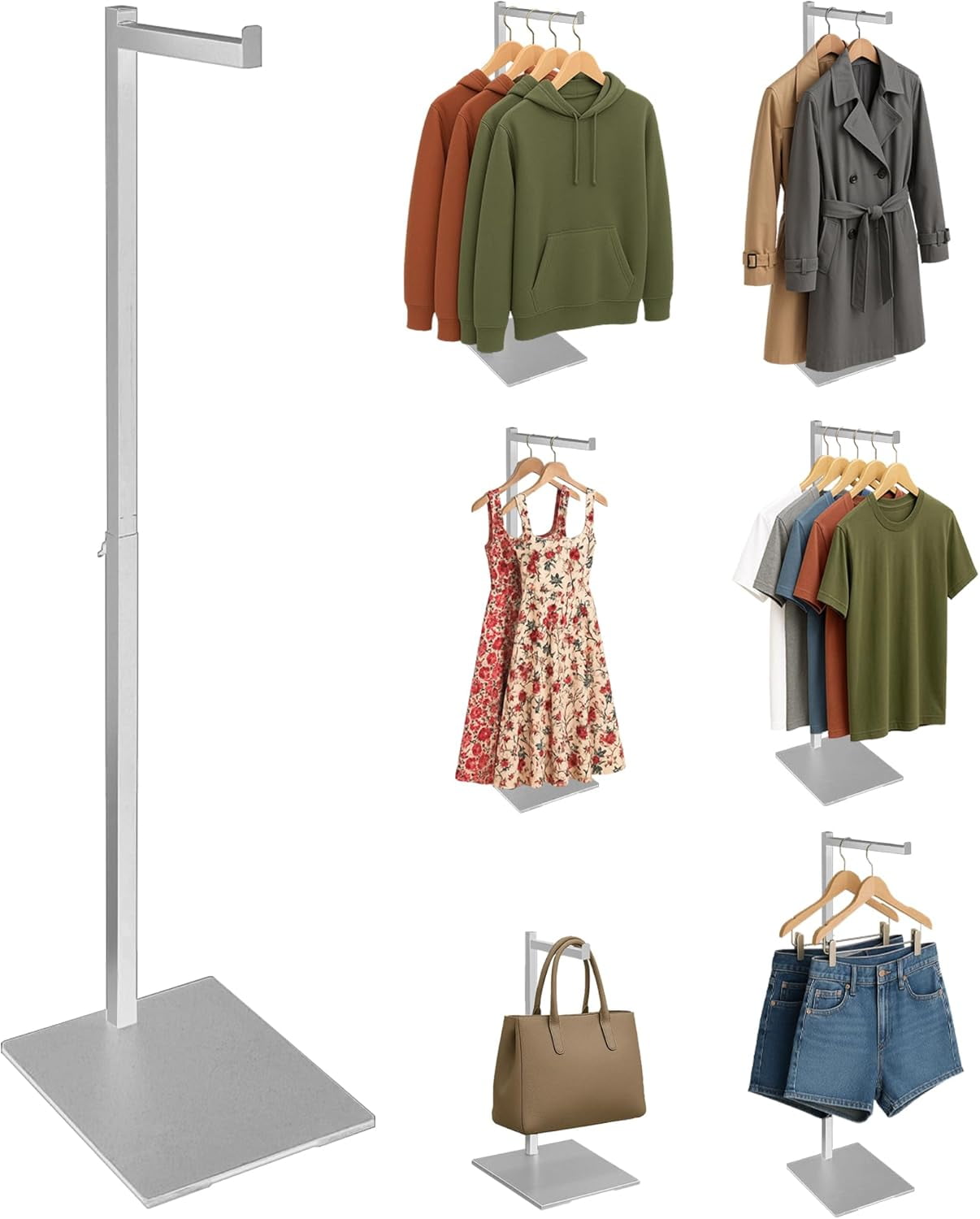 Standing Clothes Rack, Adjustable Clothes Hanger Stand, Metal Clothes ...