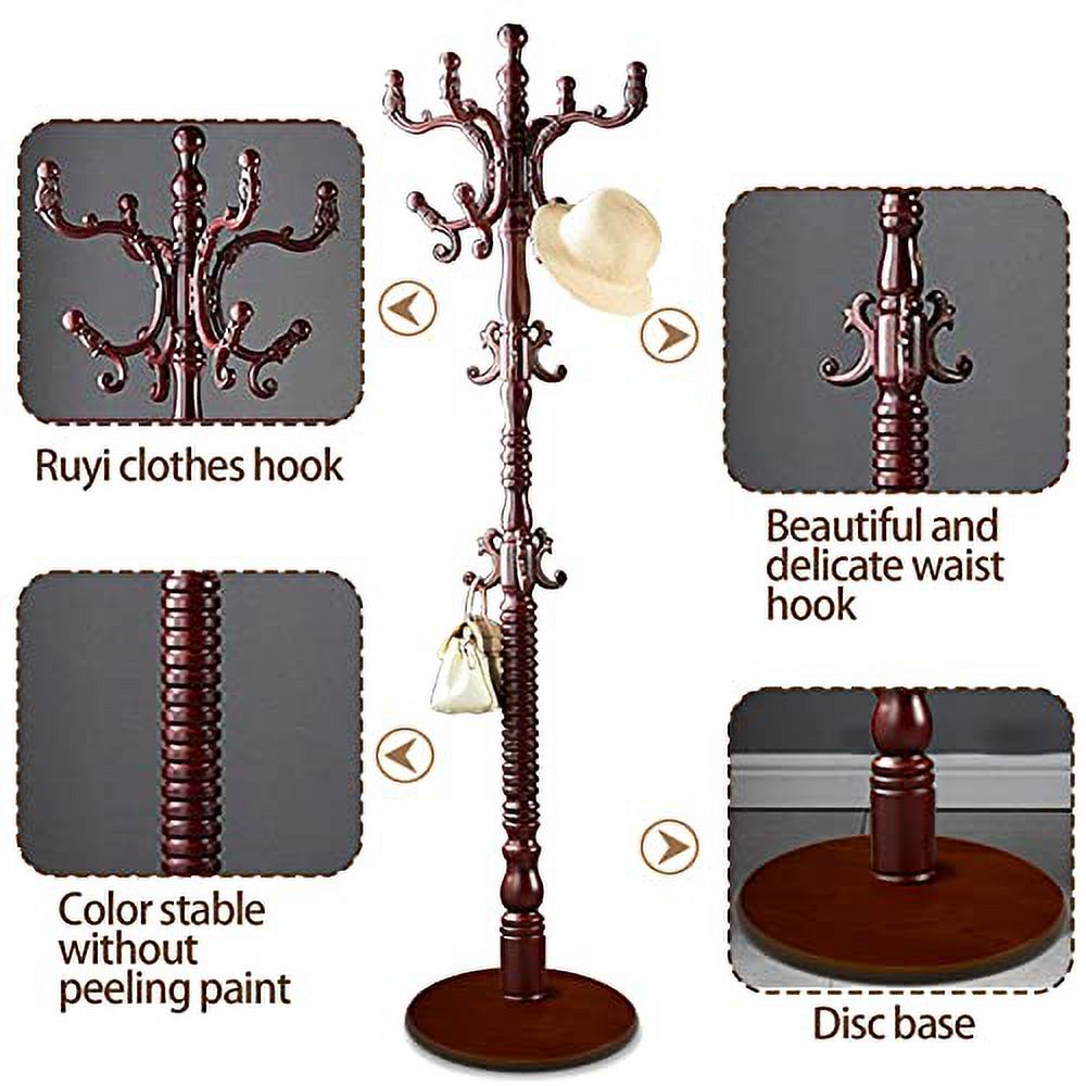 Standing Coat Rack Coat Tree Freestanding Wooden Coat Rack Modern Coat ...