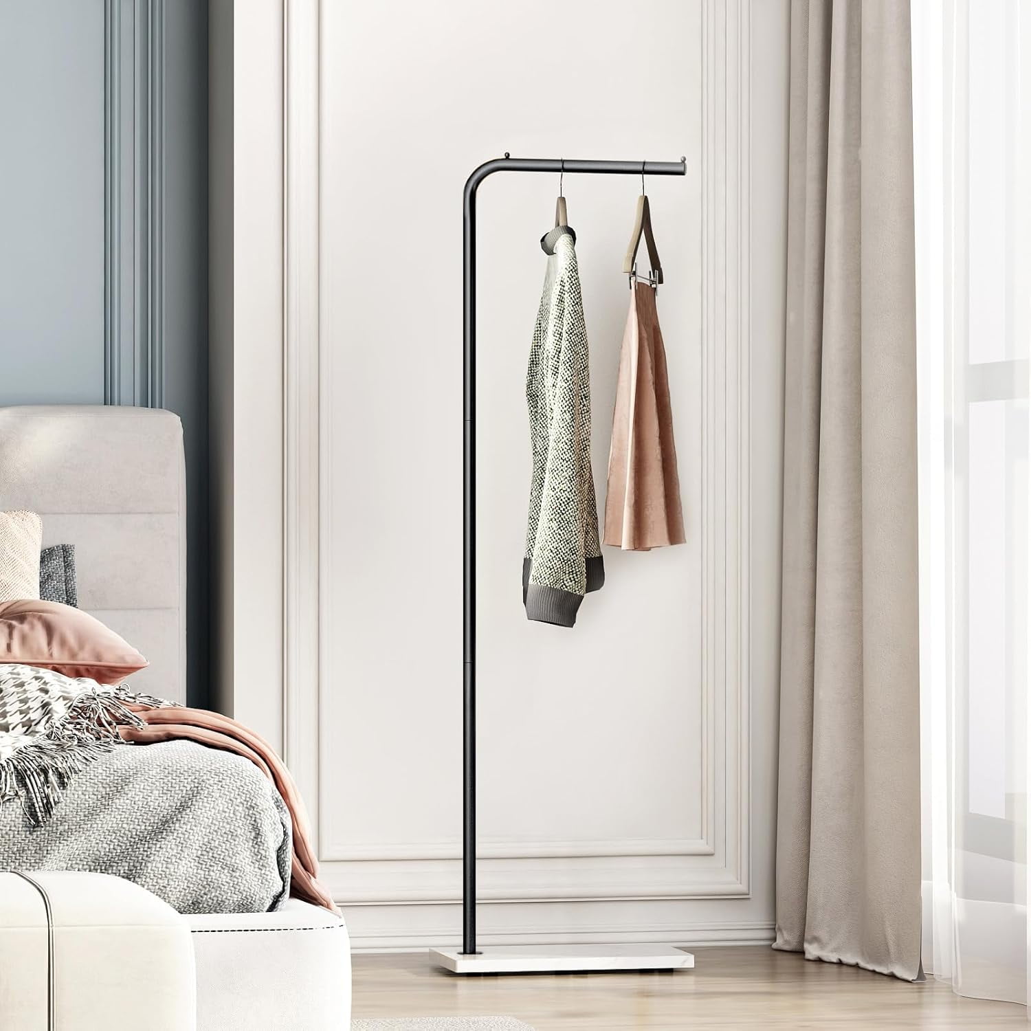 Standing Coat Rack with Heavy Base, Black Metal Coat Racks, Modern Coat ...