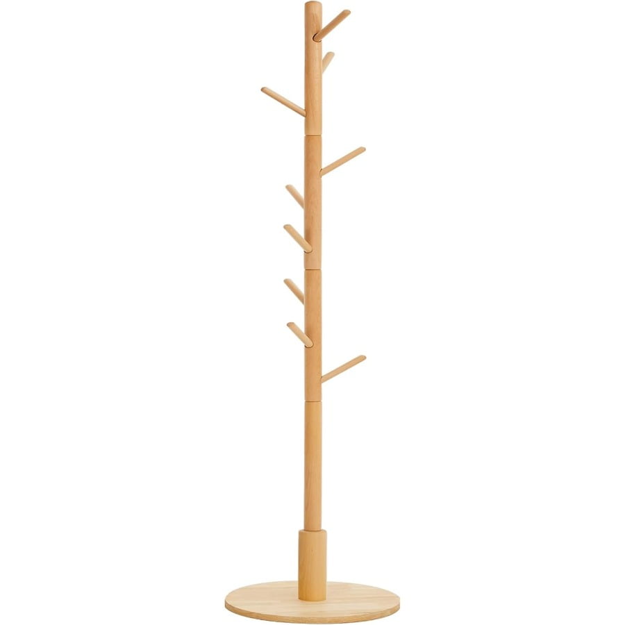 Standing Coat Rack,Wooden Coat Rack Stand with 9 Hooks and 3 Height ...