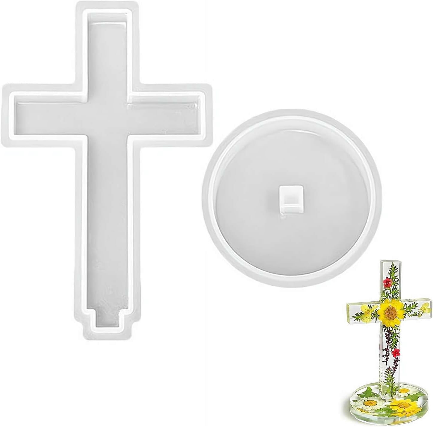Standing Cross Silicone Mold with Base - 3D Two-Part Mold for Epoxy ...