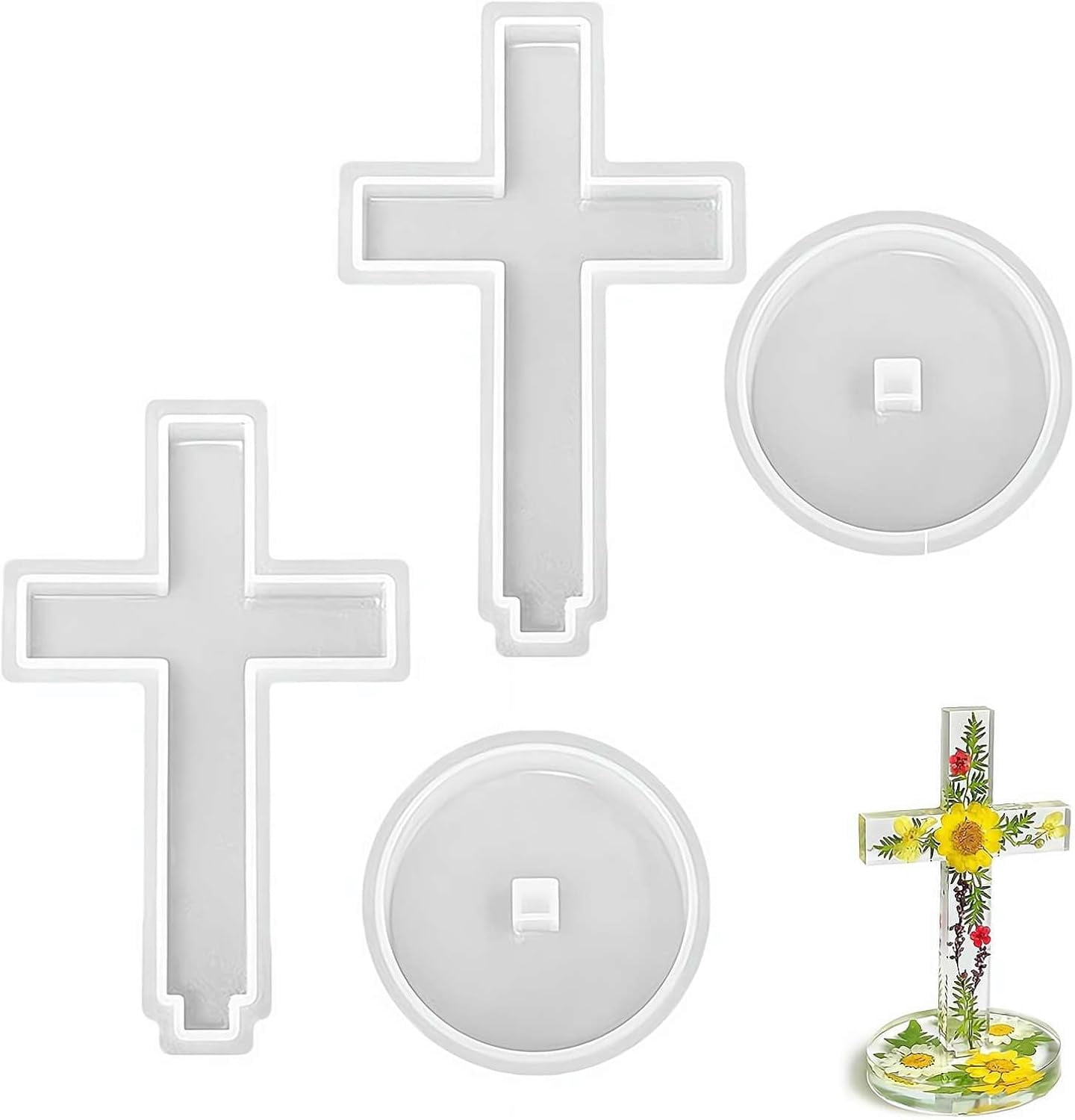 Standing Cross Silicone Mold with Base, Crucifix Mold for Epoxy Resin ...