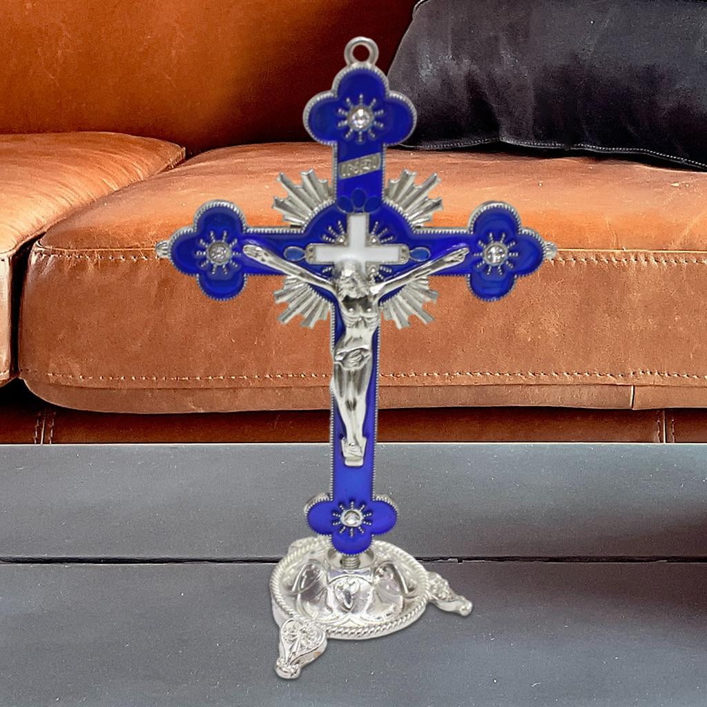 Standing Crucifix with Base ian on Statue Catholic Tabletop Metal ...