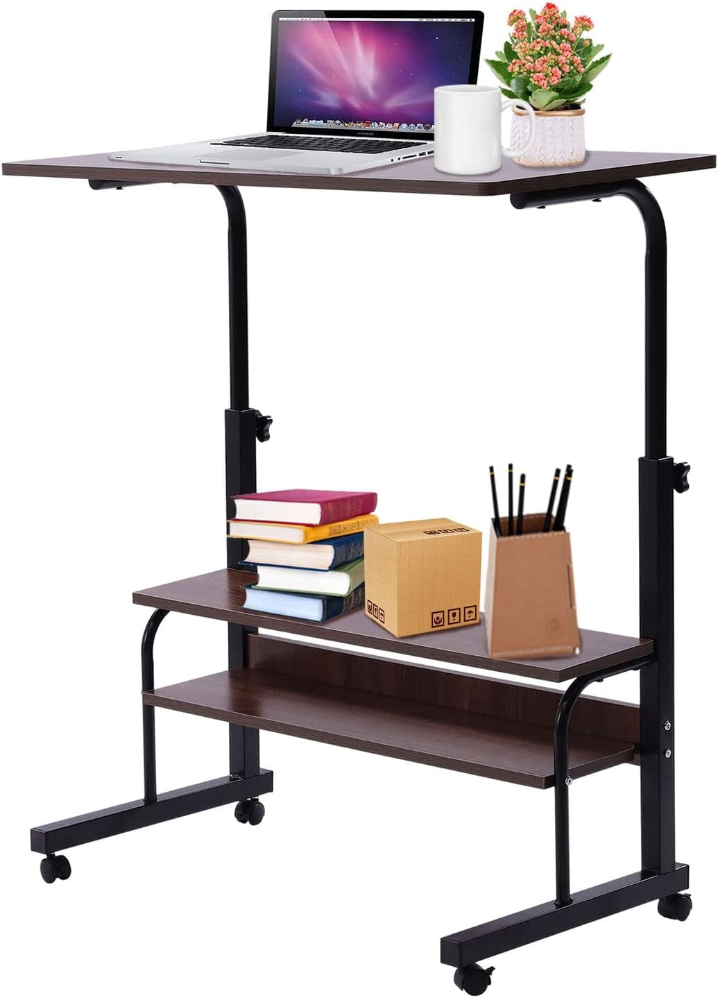Standing Desk - 2 -Tier Rolling Computer Desk Study Writing Work Table ...