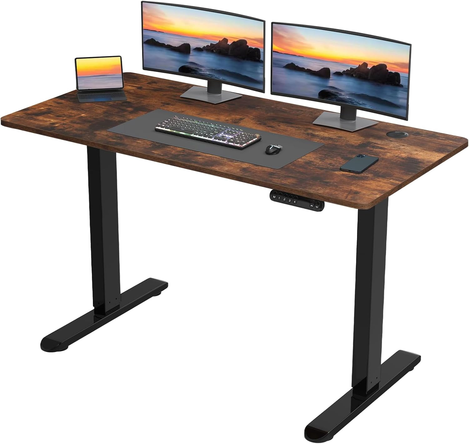 Standing Desk with 48 x 24 inch Whole-Piece Desktop, Adjustable Height ...