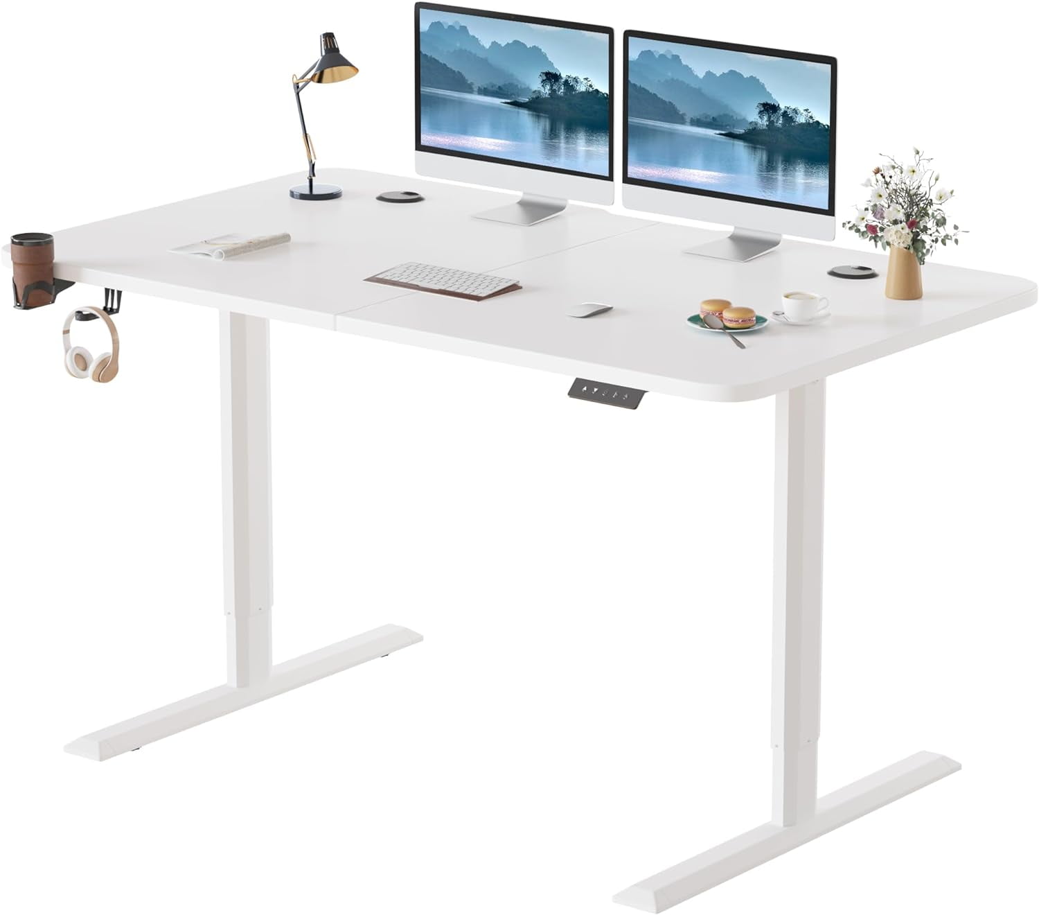 Standing Desk 55 x 24 Inches Electric Height Adjustable Desk Computer ...