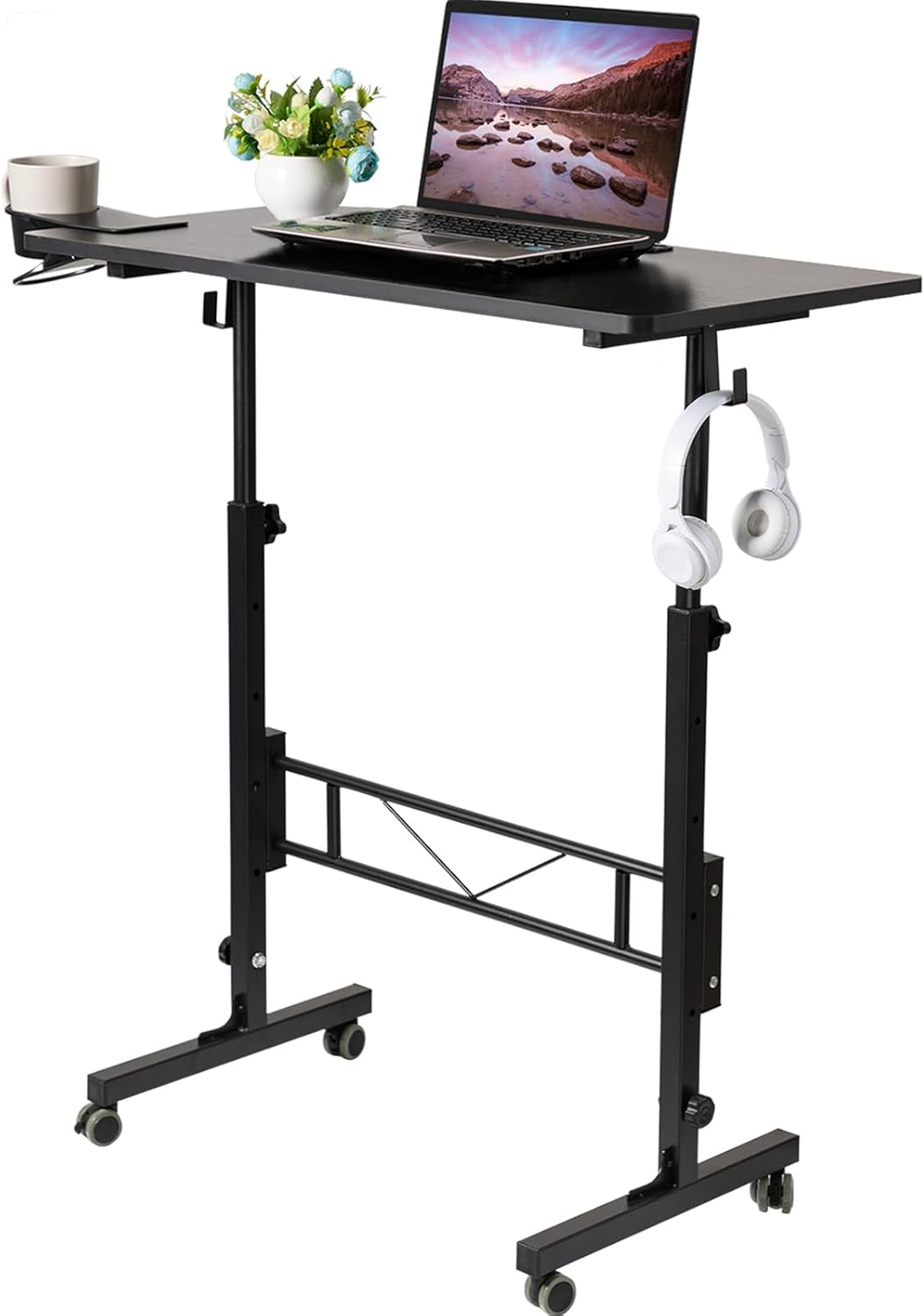 Standing Desk Adjustable Height, Small Mobile Stand Up Desk with Wheels ...
