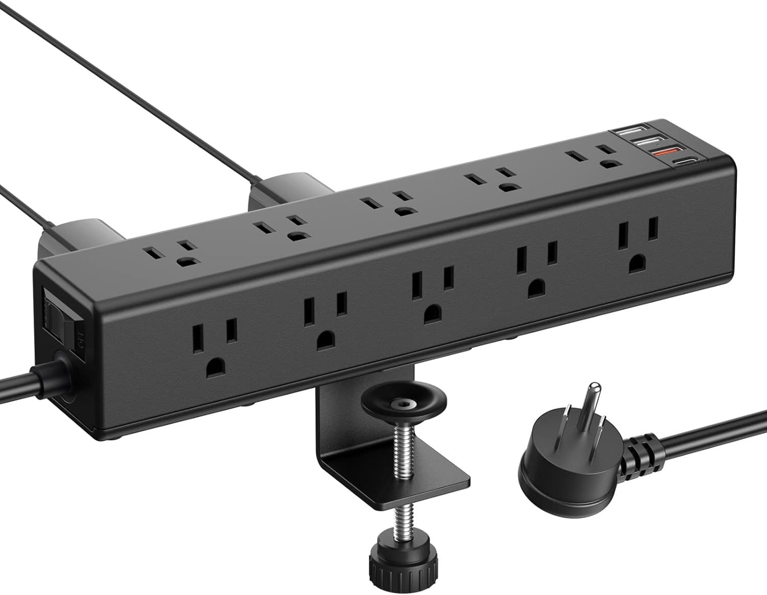 Standing Desk Clamp Power Strip with 15 Outlets, Widely Spaced Desktop ...