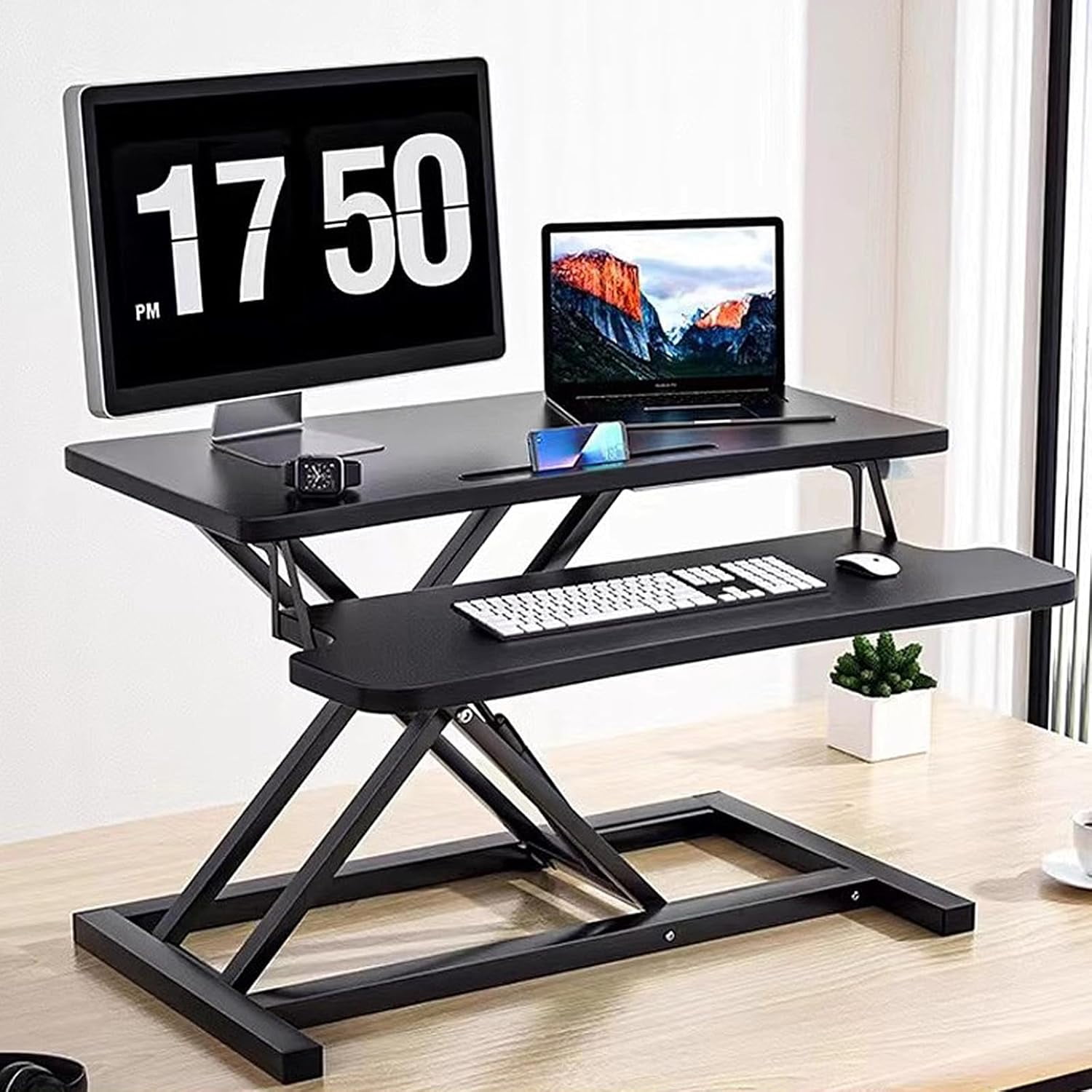 Standing Desk Converter, 32" Height Adjustable Sit to Stand Up Desk ...