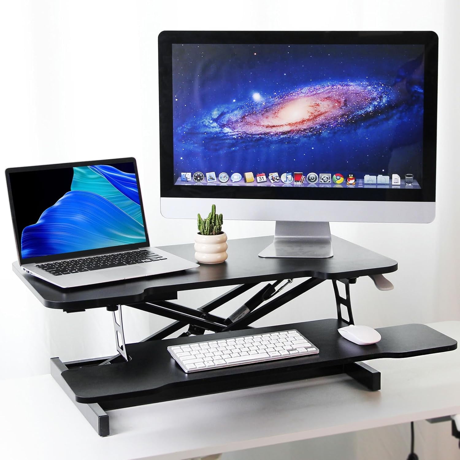 Standing Desk Converter, 32" Height Adjustable Sit to Stand Up Desk ...