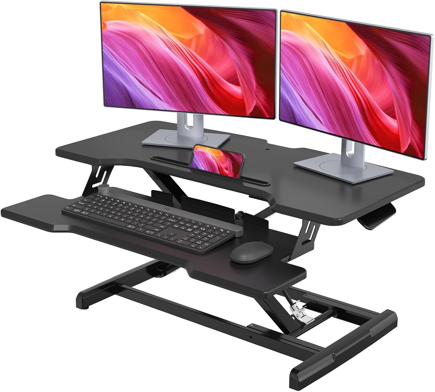 Standing Desk Converter 32 inch, Height Adjustable Sit Stand Desk Riser ...