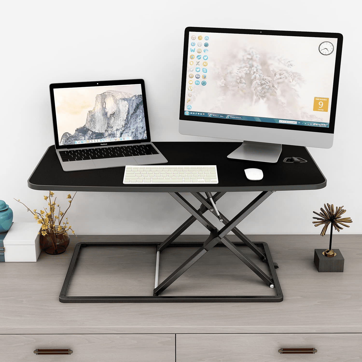 Walmart 32" Adjustable Height Standing Desk Converter, Desk Riser for ...