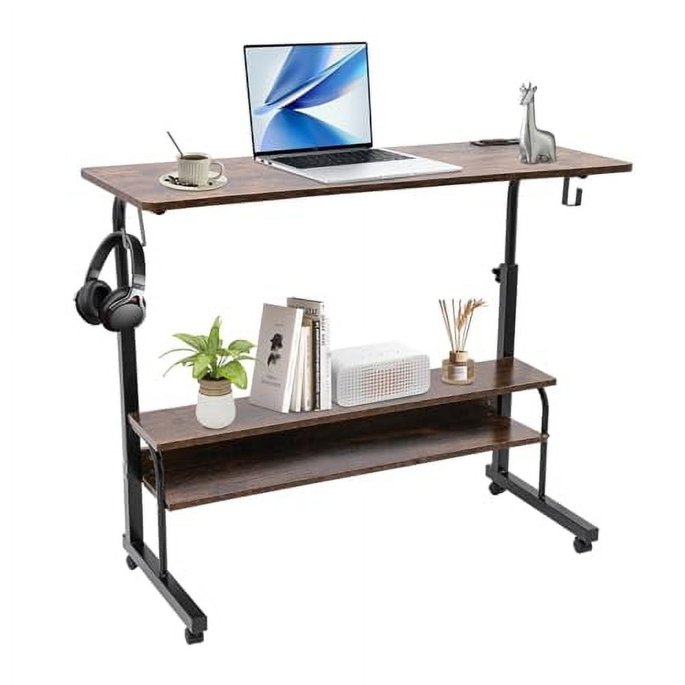 Standing Desk with Power Outlets, Adjustable Height Mobile Computer ...
