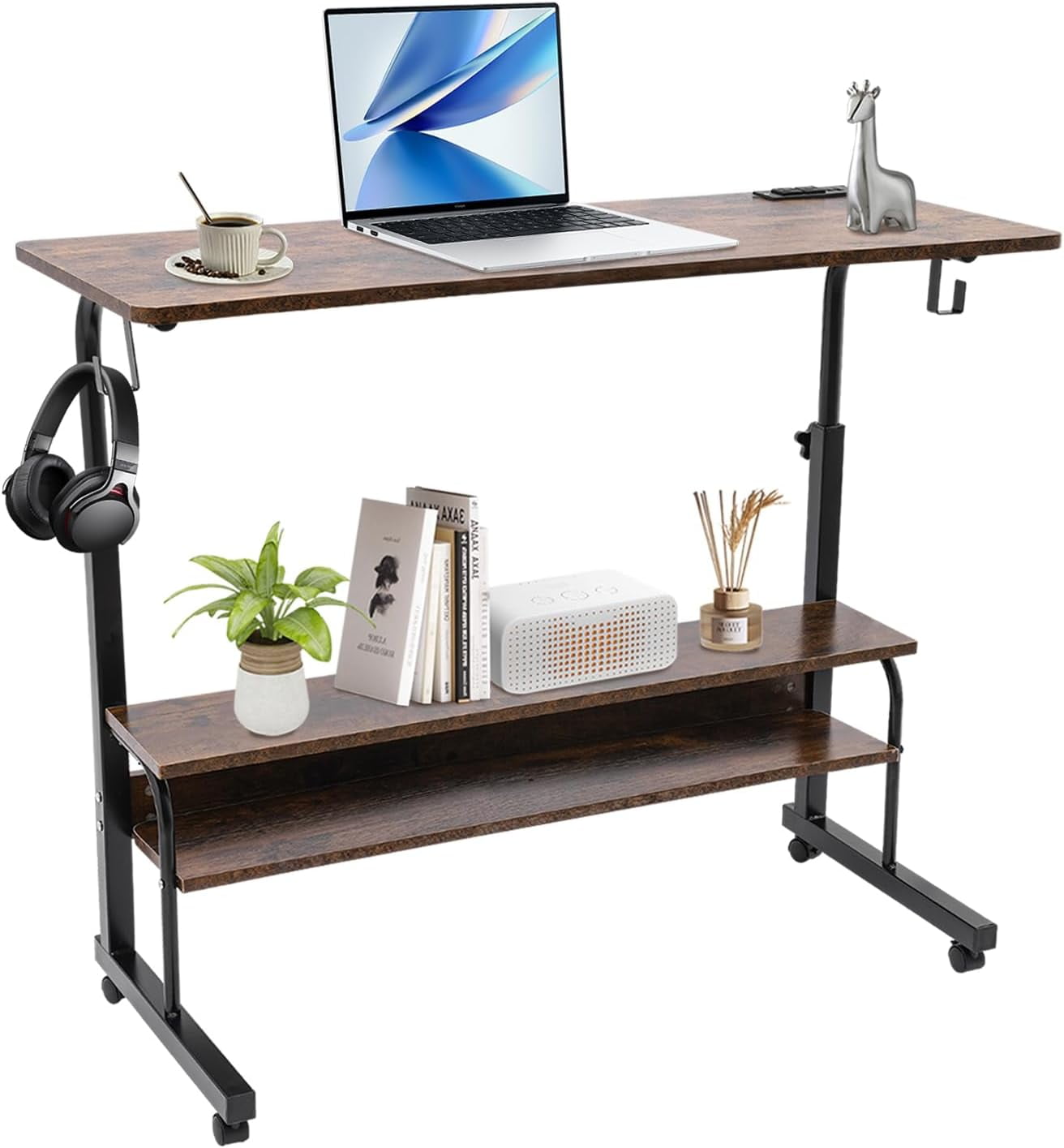 Standing Desk with Power Outlets,Adjustable Height Mobile Computer Desk ...