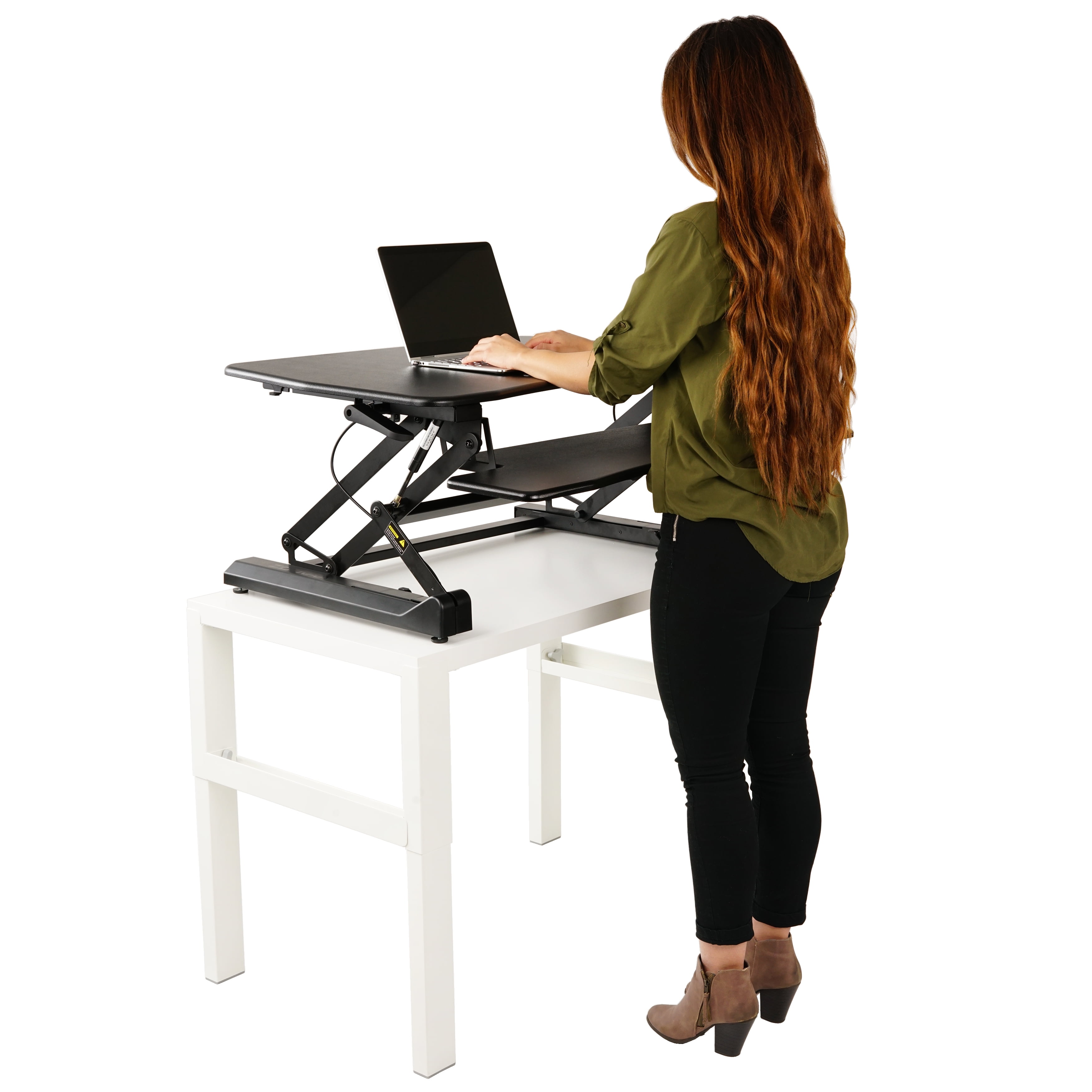 Standing Desk Riser, Micro Adjustable Spring Height Sit to Stand Riser ...