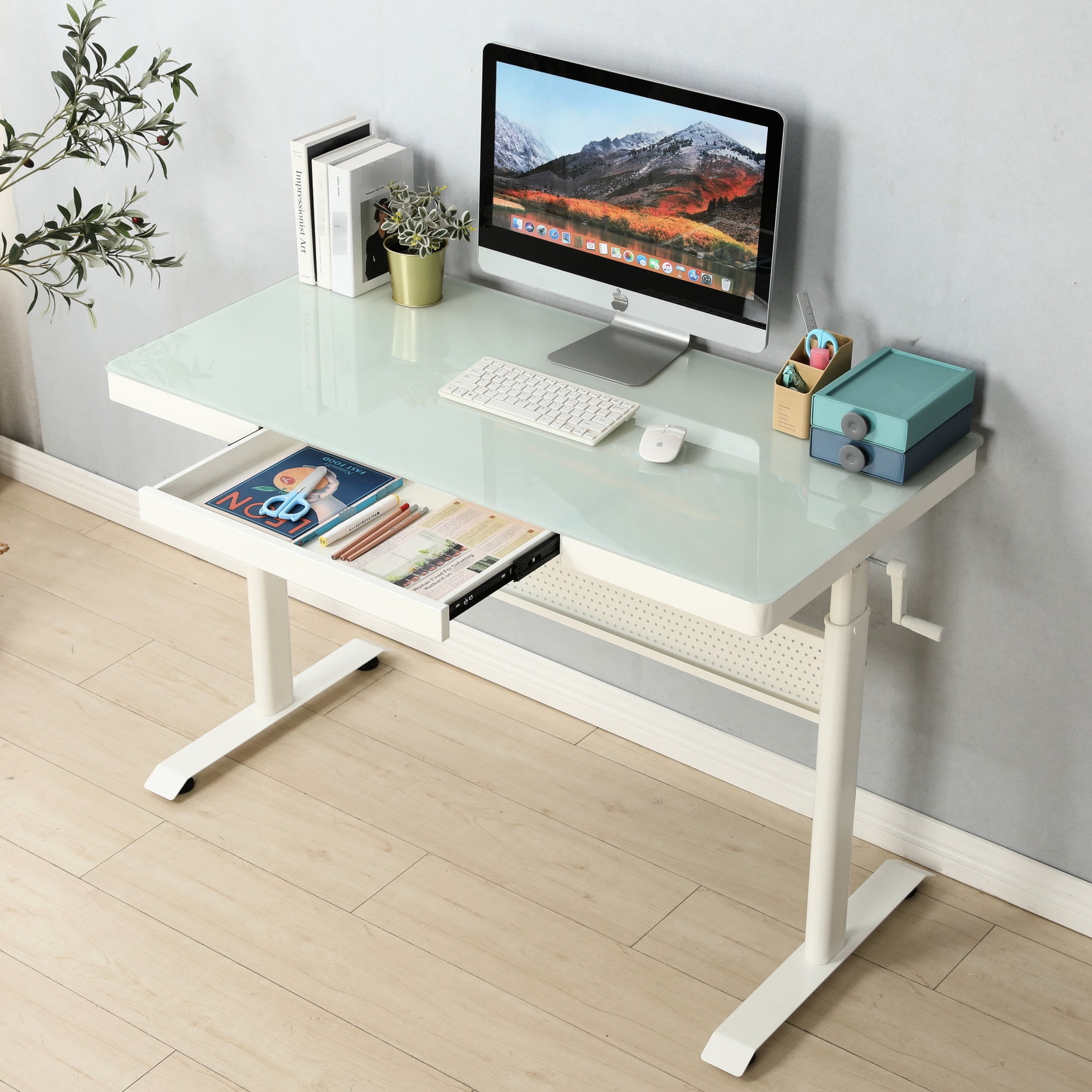Standing Desk with Tempered Glass Top | Height Adjustable for Ergonomic ...