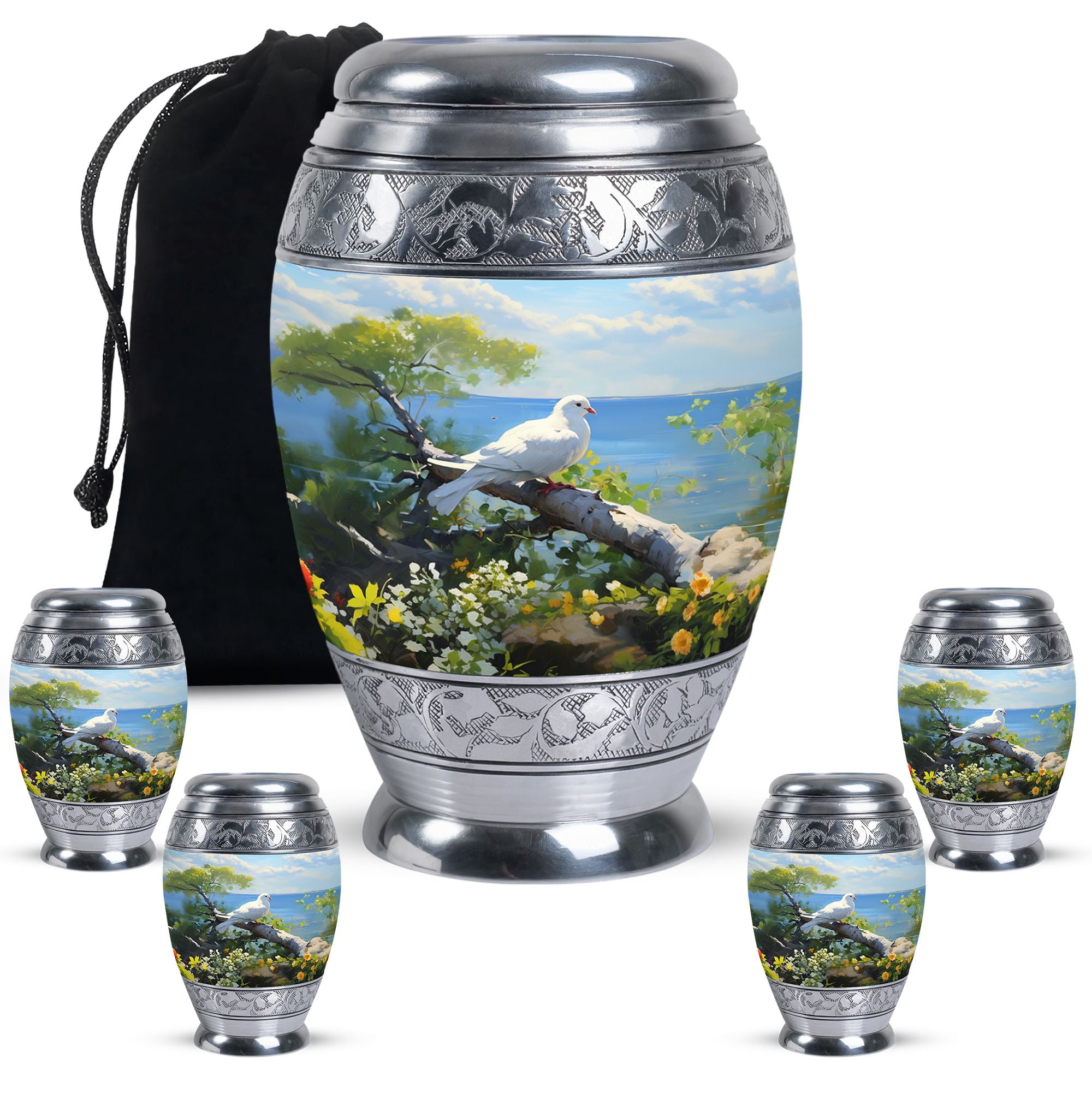 Standing Dove Bird Handmade Cremation Small Urns For Human Ashes Adult Female - Large Urn For ...