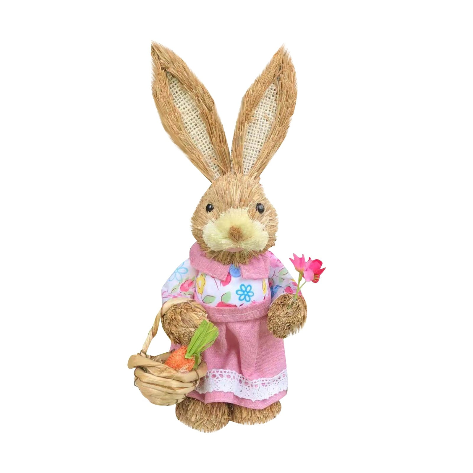 Standing Easter Bunny Figures,14inch Funny Sisal Easter Bunny Holding ...