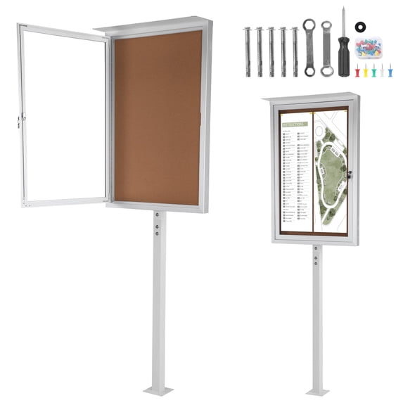Standing Enclosed Bulletin Board Weather-Resistant Noticeboard with ...