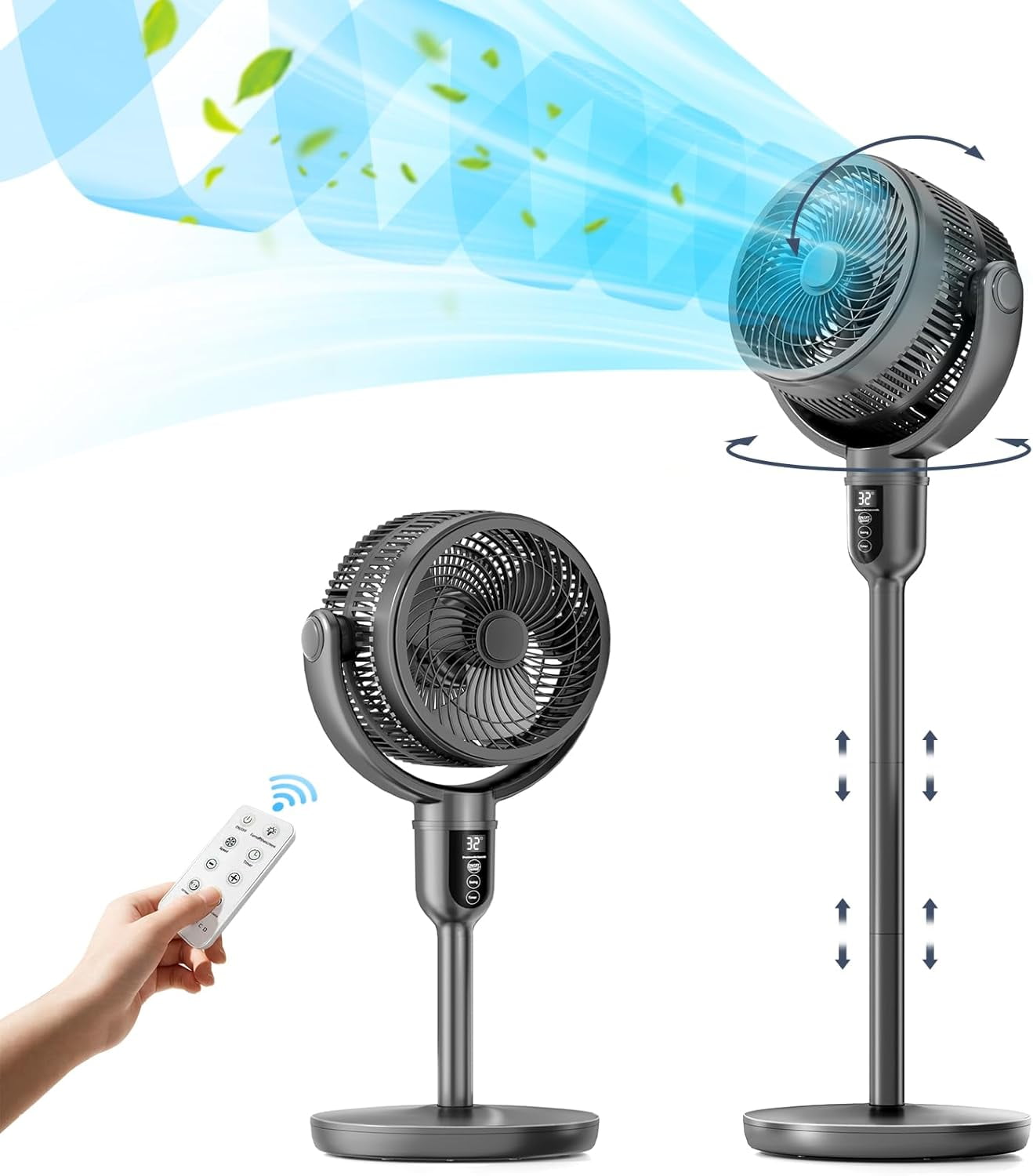 Standing Fan For Bedroom, Pedestal Fan With Remote 20-43" Adjustable ...