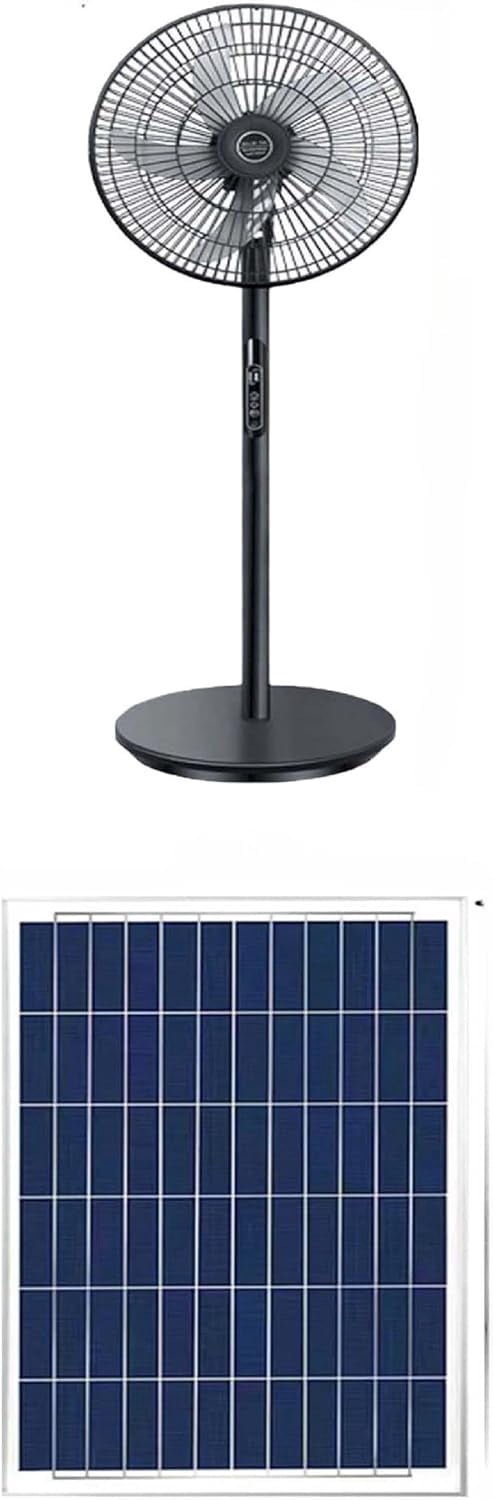Standing Fan Cordless Rechargeable Floor Fan with Solar Panel Power and ...