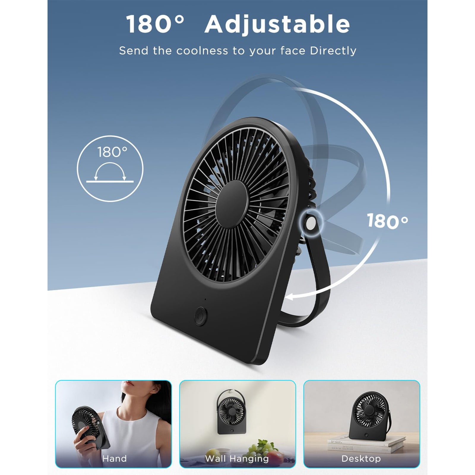 Standing Fan Ultra Slim USB Desktop & Portable Mini Fan Rechargeable ...