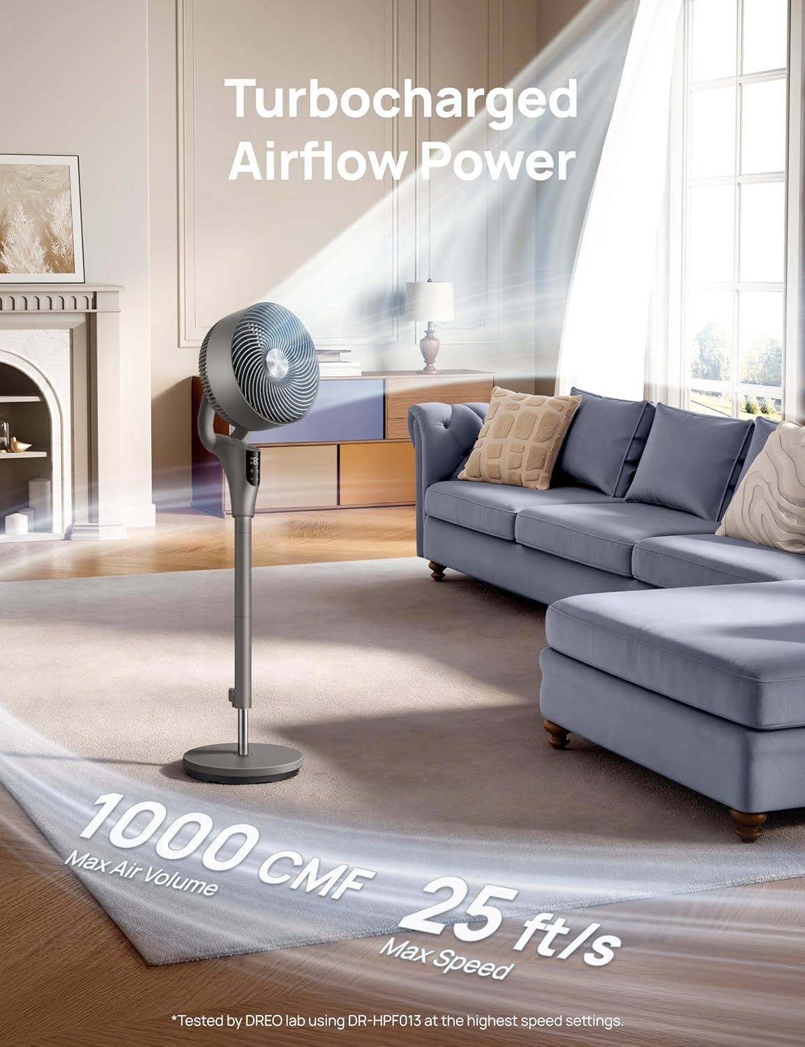 Standing Fan for Bedroom, 2026 Upgraded 90ft Airflow 20dB Quiet Motor 8 ...