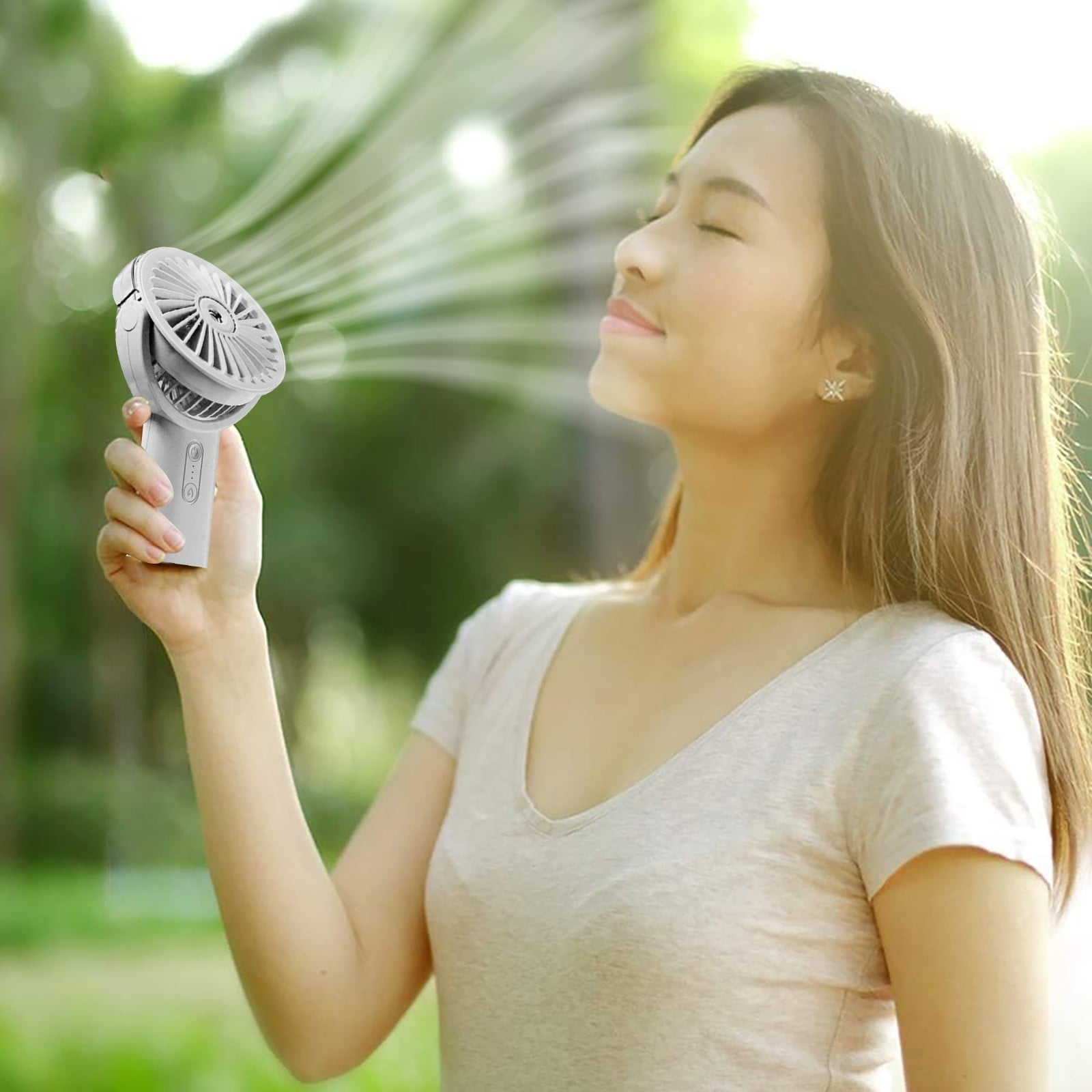 Standing Fans for Bedroom Small Handheld Fan Power Bank USB Hair Mini ...