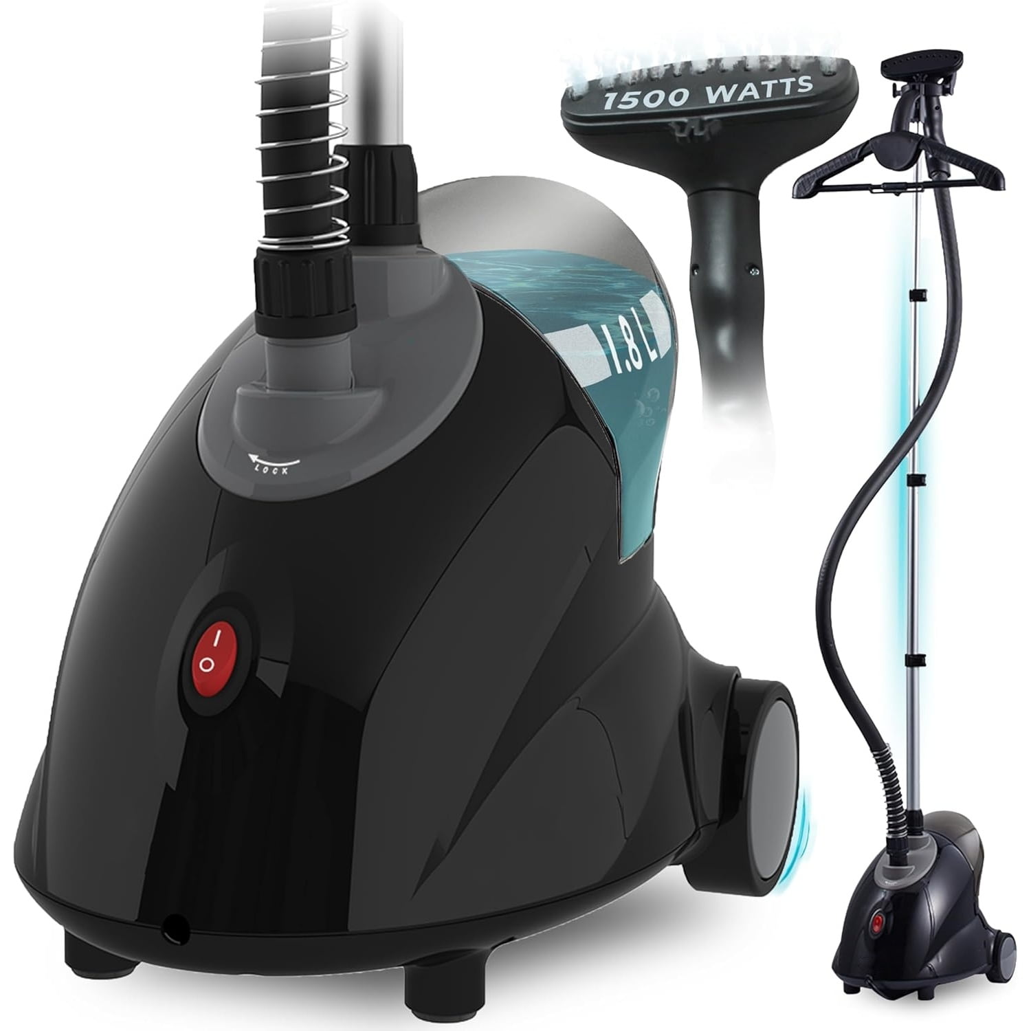 Standing Garment Steamer with Roll Wheels for Easy Movement, 1.8L Water ...