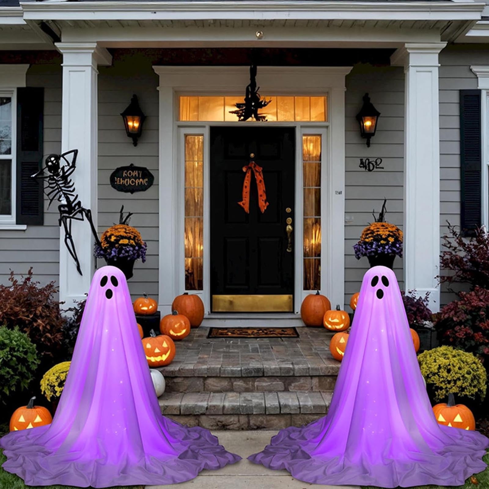 Standing Ghost Decor - Warm LED Halloween Yard Light with Adjustable ...